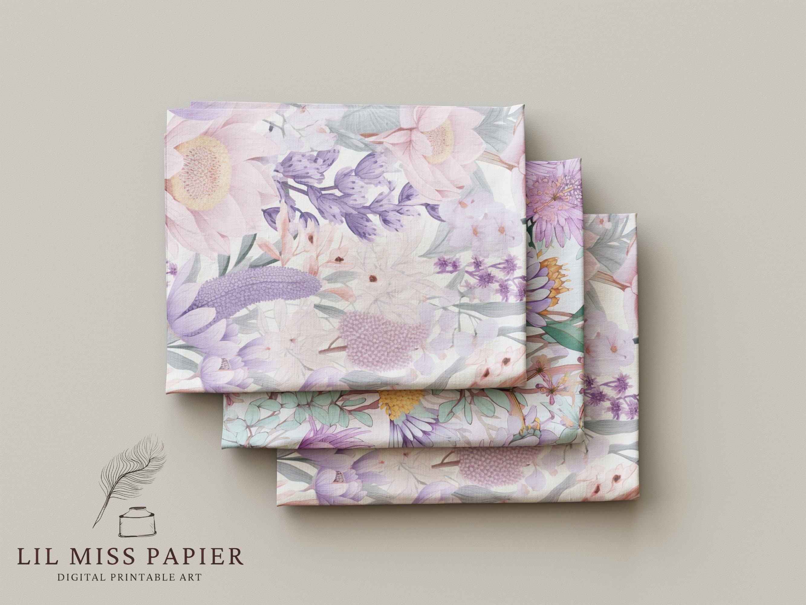 Purple Floral Seamless Pattern, Blooms Repeat (JPG Files) - Etsy