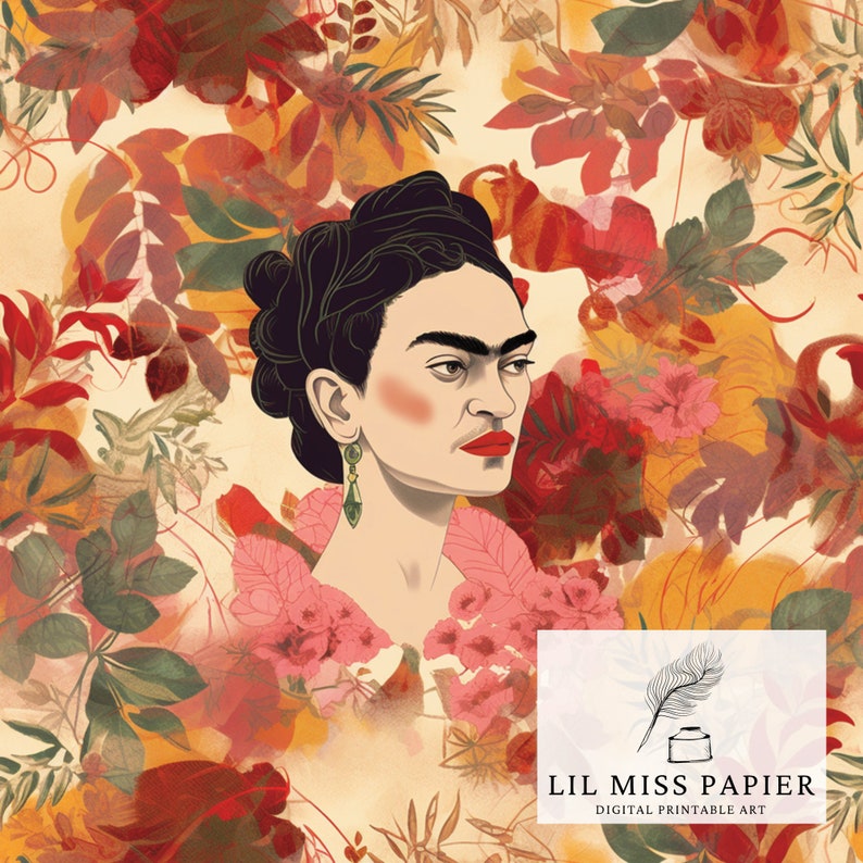 Frida Kahlo Tumbler Design, Floral Art (PNG File) - Etsy