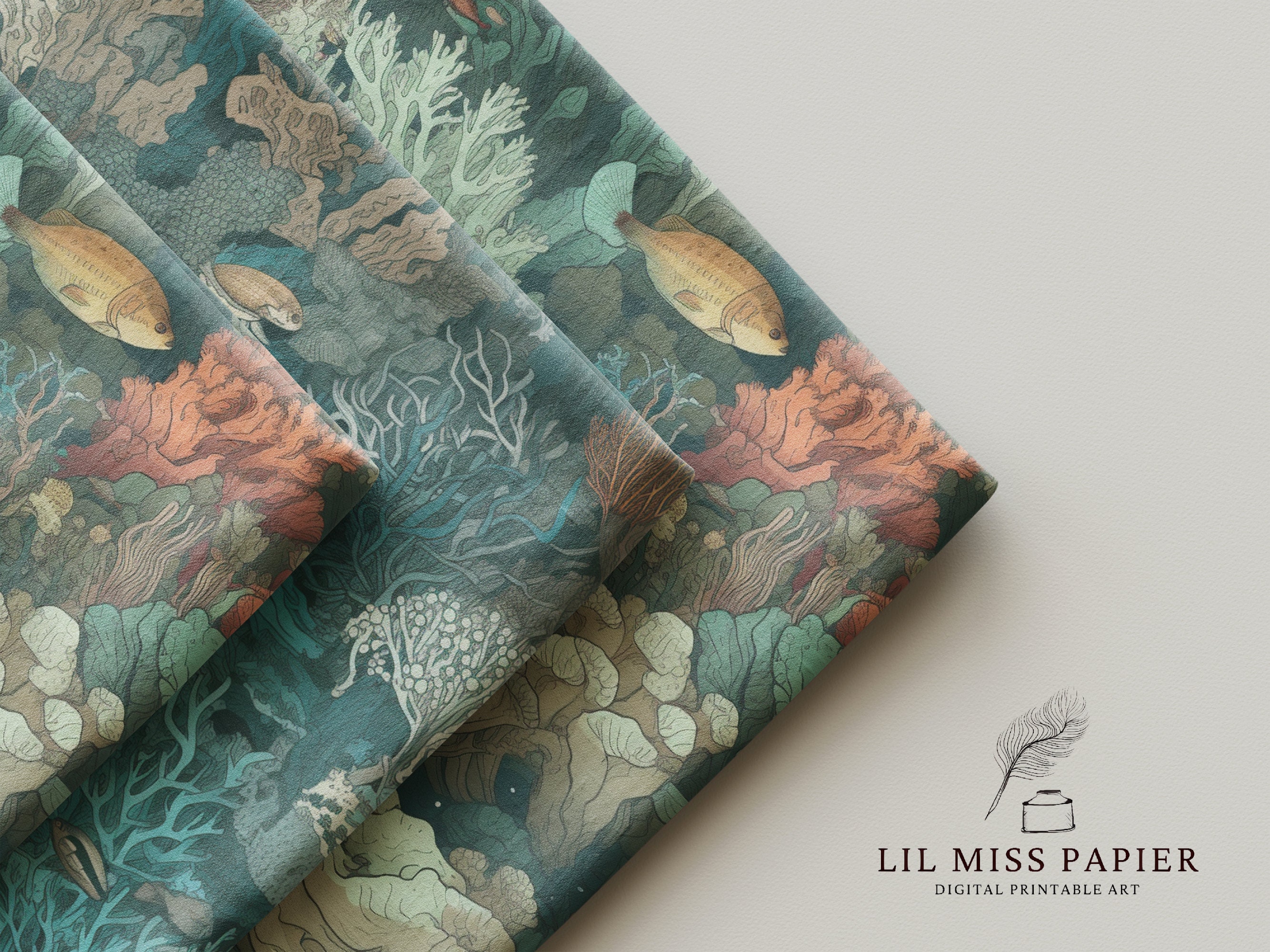 Coral Reef Digital Seamless Prints Digital Scrapbook Paper Instant ...