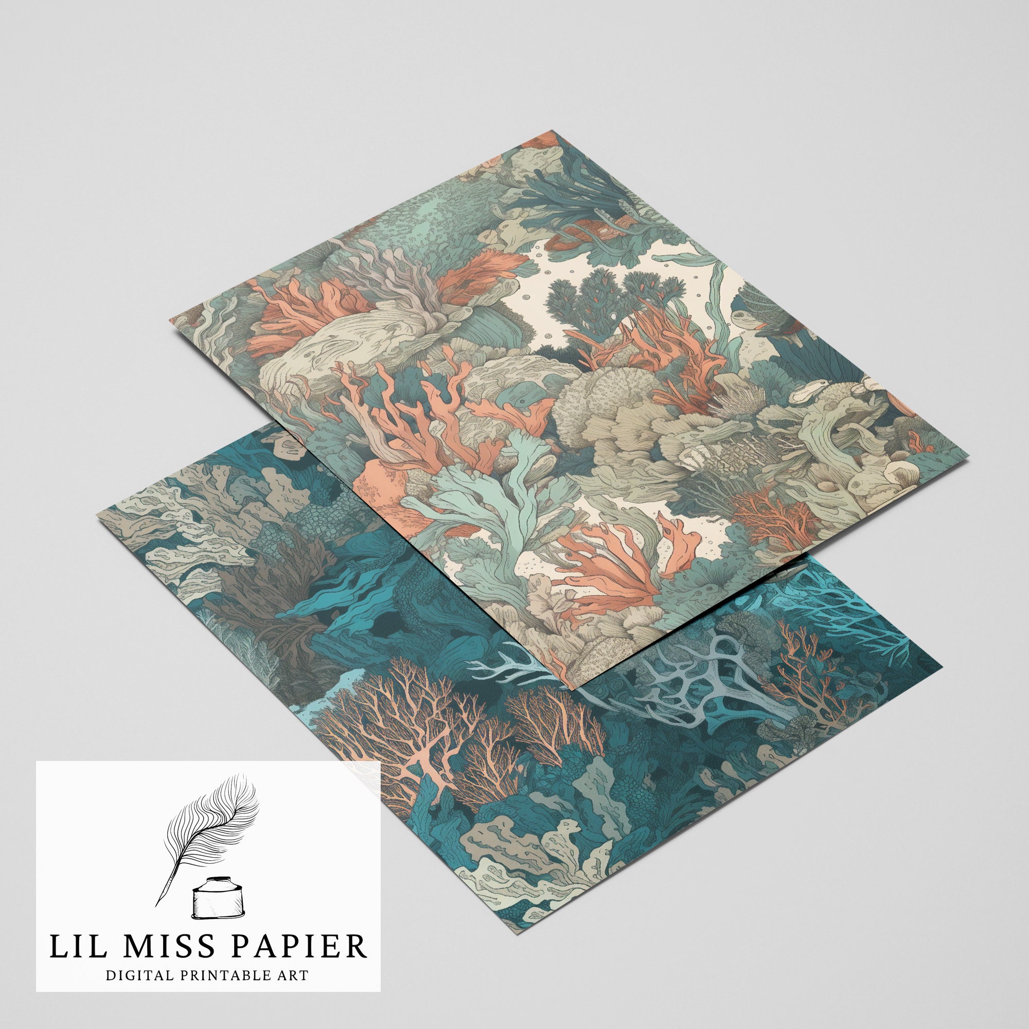 Coral Reef Digital Seamless Prints Digital Scrapbook Paper Instant ...