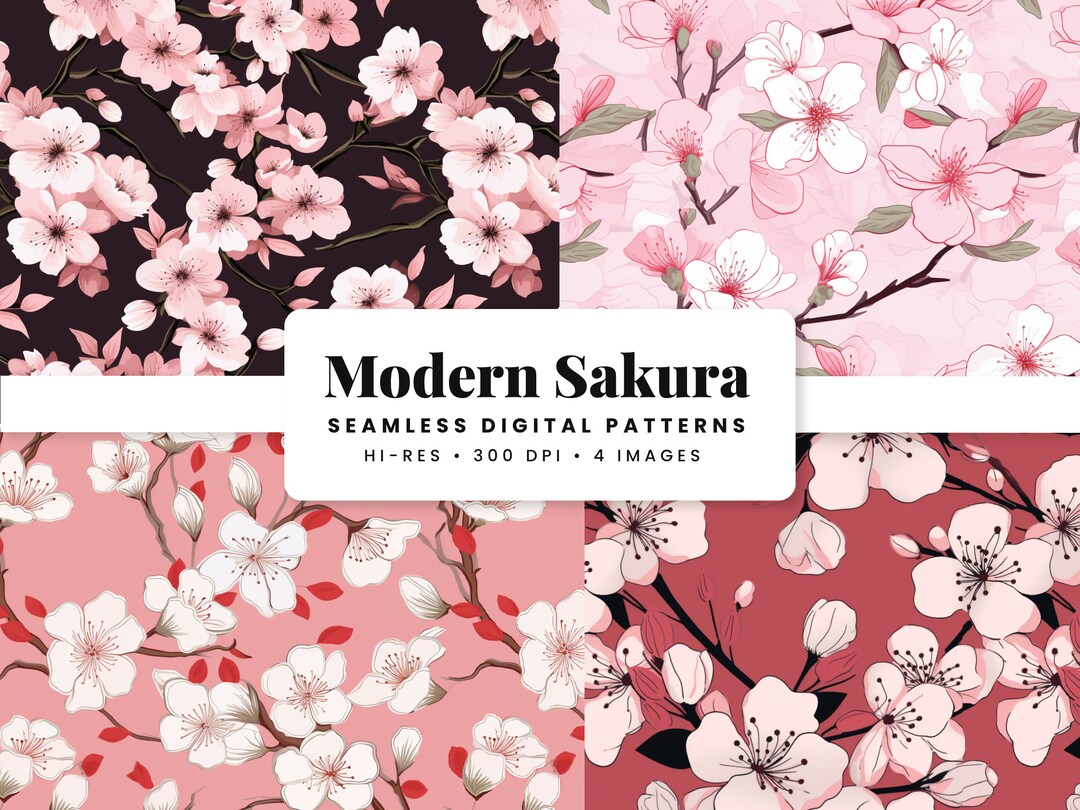 Sakura Modern Digital Seamless Prints Sakura Pattern Japanese Digital ...