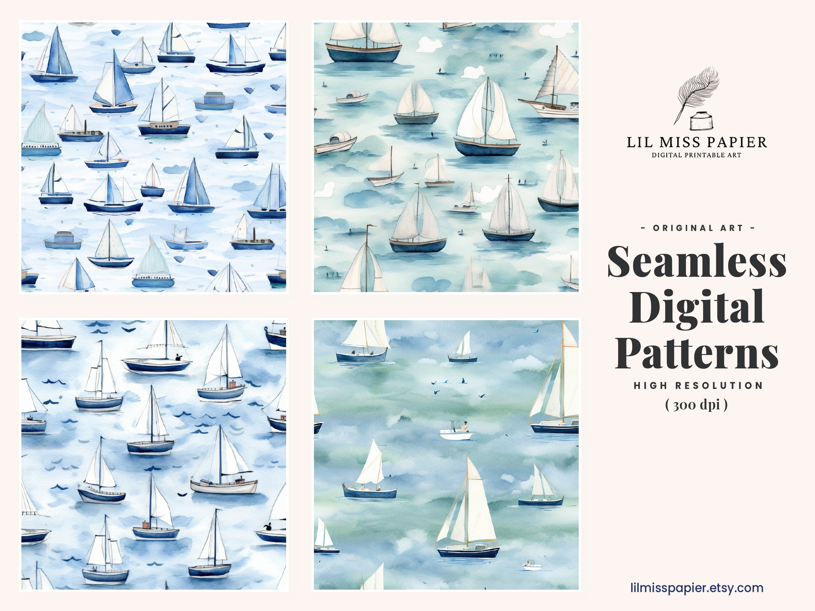 Boat Seamless Print Watercolour Boat Seamless Pattern Watercolour ...