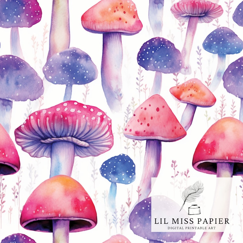 Mushroom Digital Seamless Prints Mushroom Digital Scrapbook Paper ...