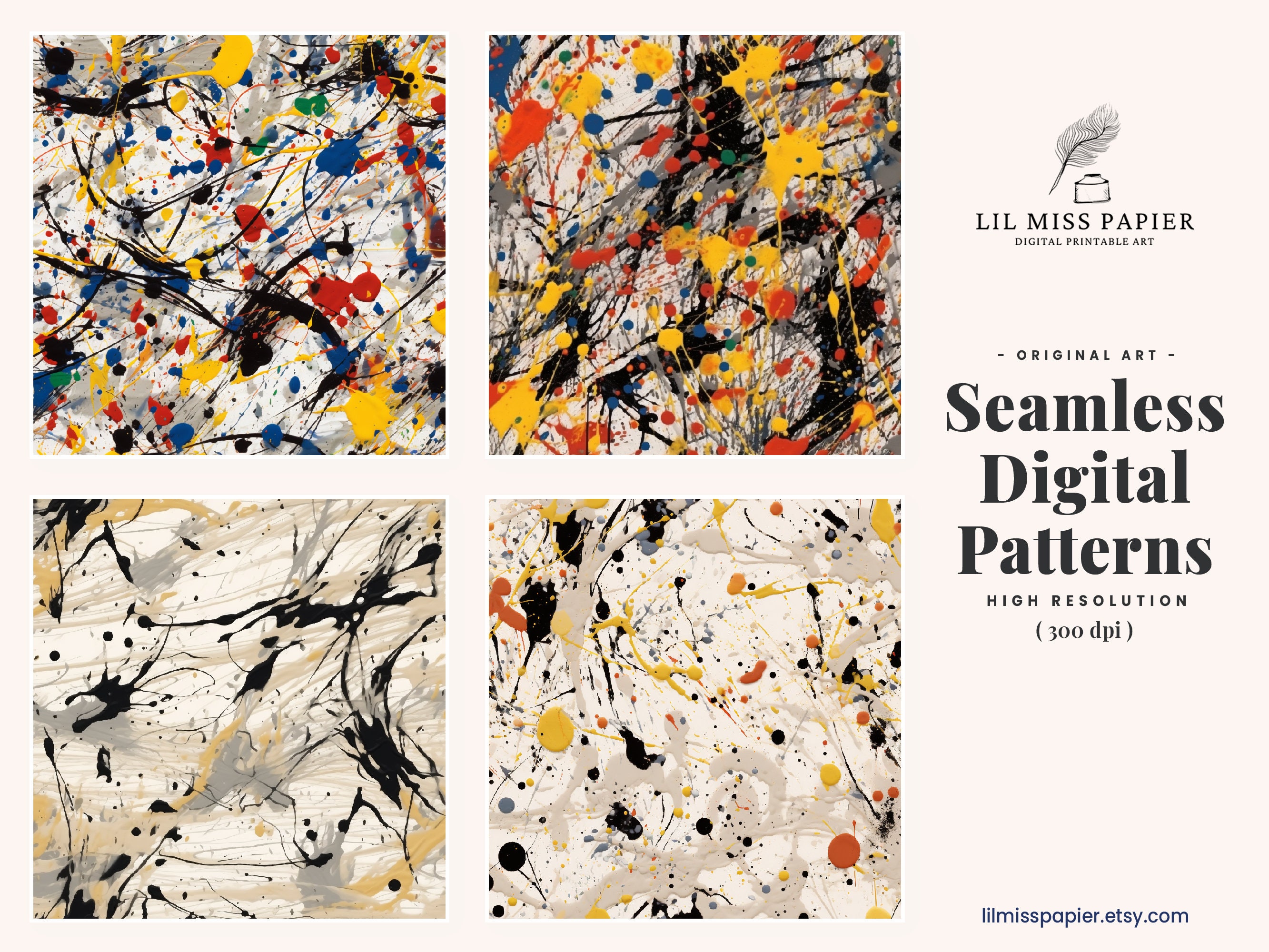 Jackson Pollock Abstract Seamless Print Abstract Art Seamless Pattern ...