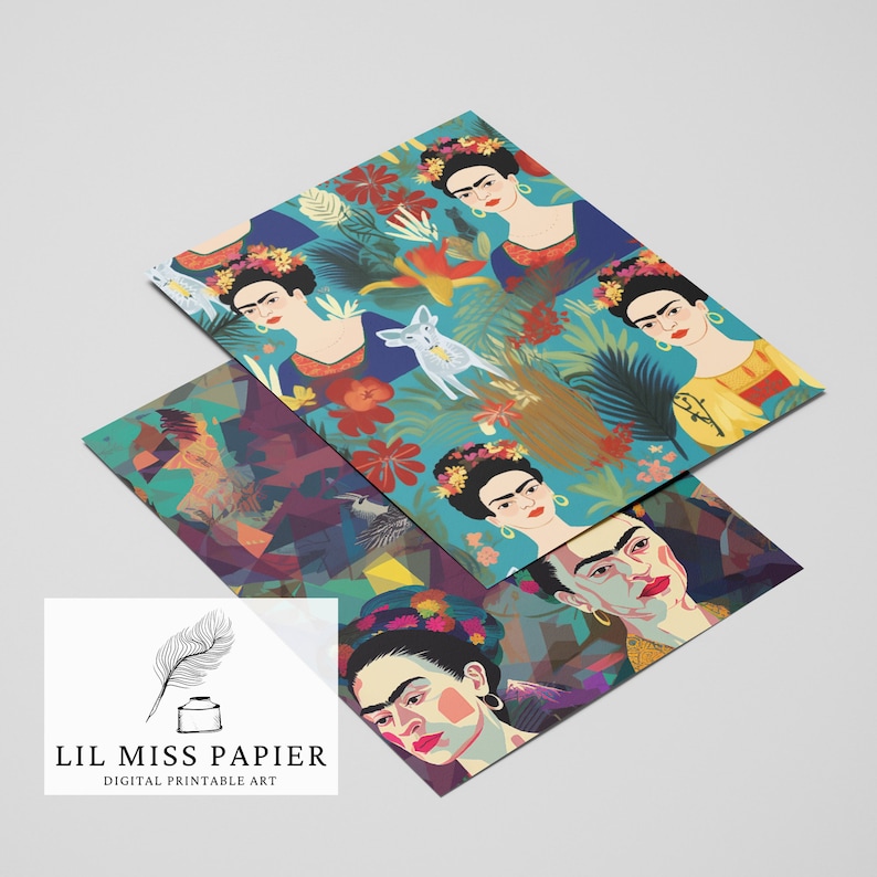 Frida Kahlo Digital Seamless Prints Frida Pattern Frida Kahlo Gift Digital Scrapbook Paper Frida ...
