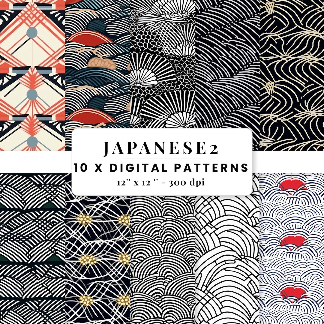 Japanese Seamless Digital Paper Repeating Printable Pattern Fabric ...
