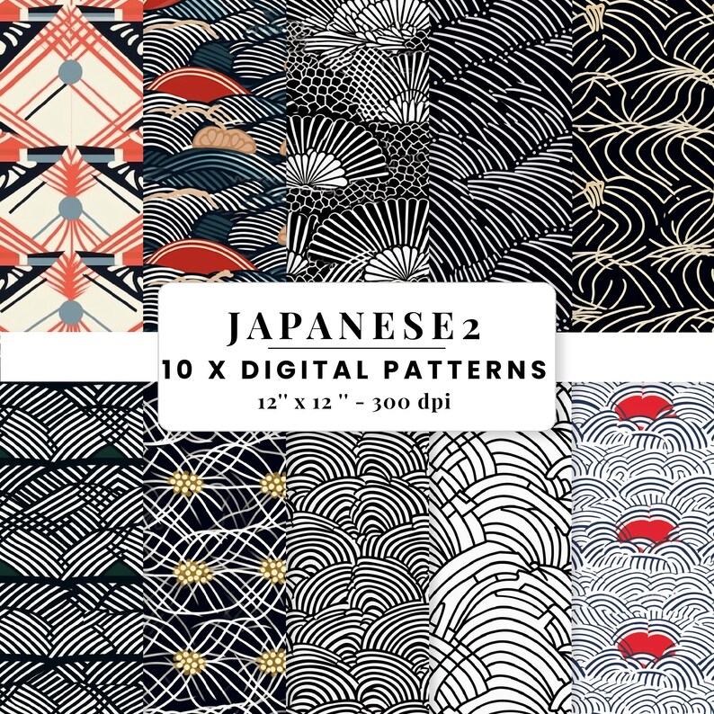 Japanese Seamless Digital Paper Repeating Printable Pattern Fabric ...