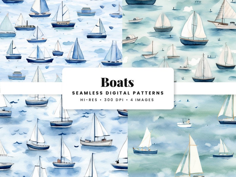 Boat Seamless Print Watercolour Boat Seamless Pattern Watercolour ...