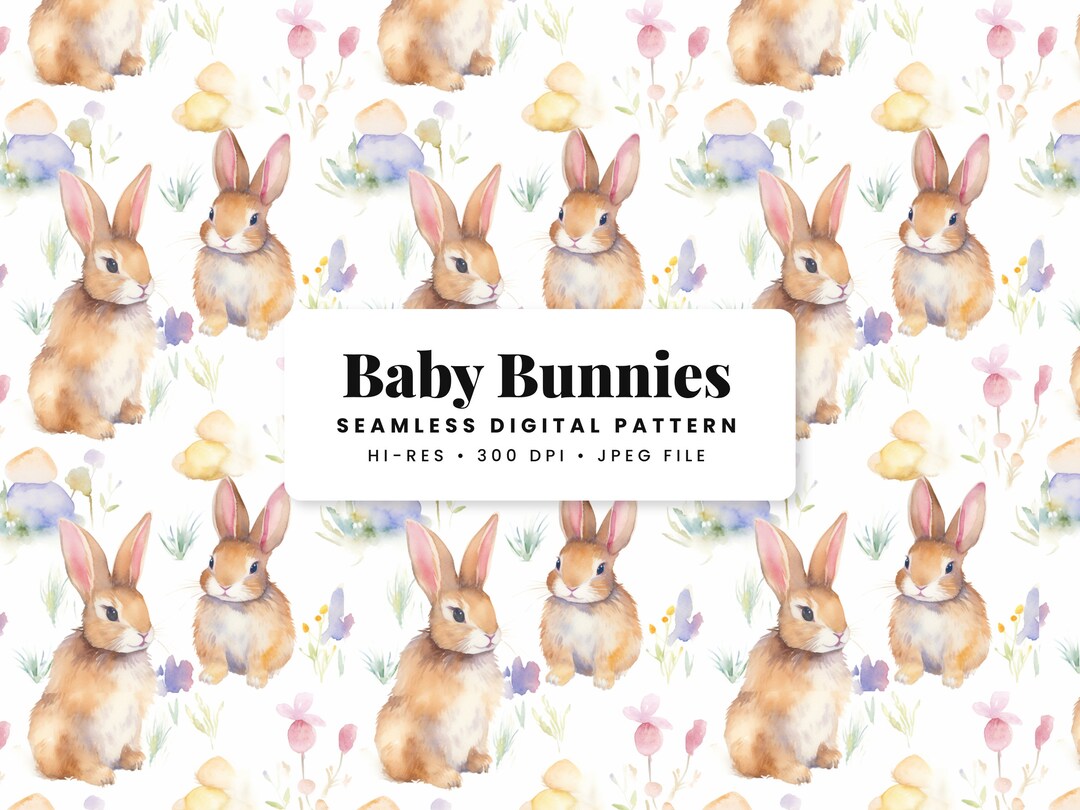 Baby Bunny Nursery Print Seamless Pattern Woodland Rabbit Repeating ...
