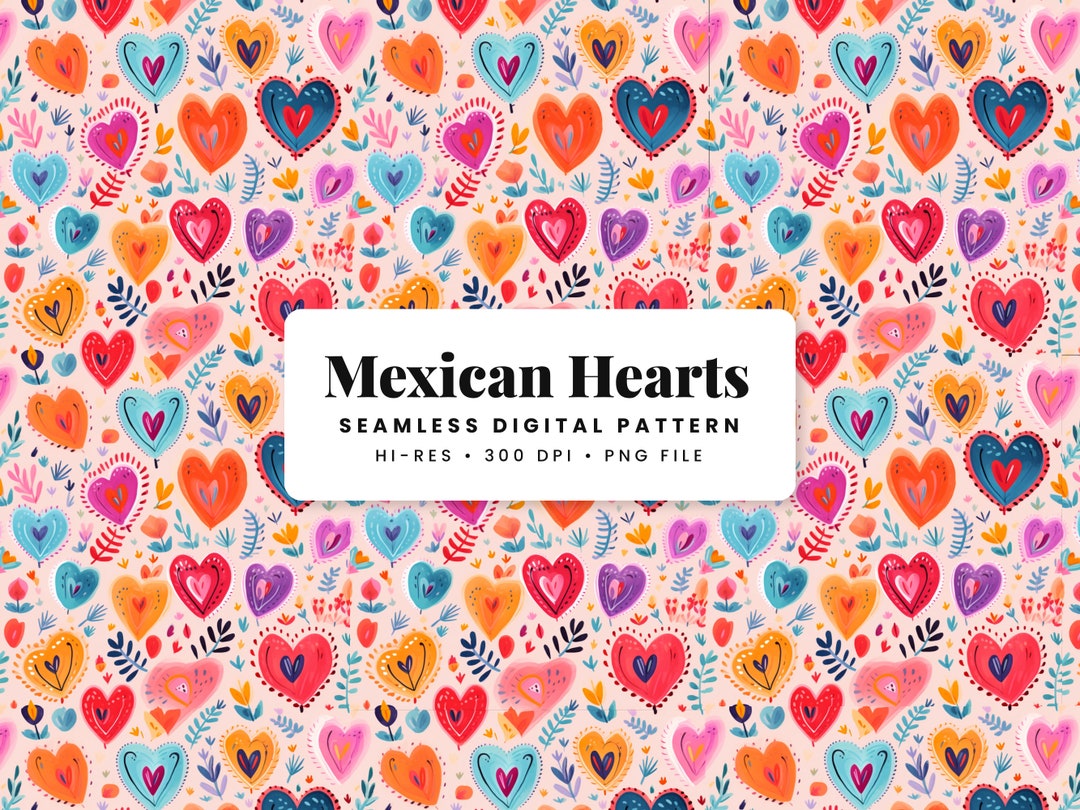 Mexican Hearts Seamless File Heart Repeat Mexico Seamless Heart Digital ...