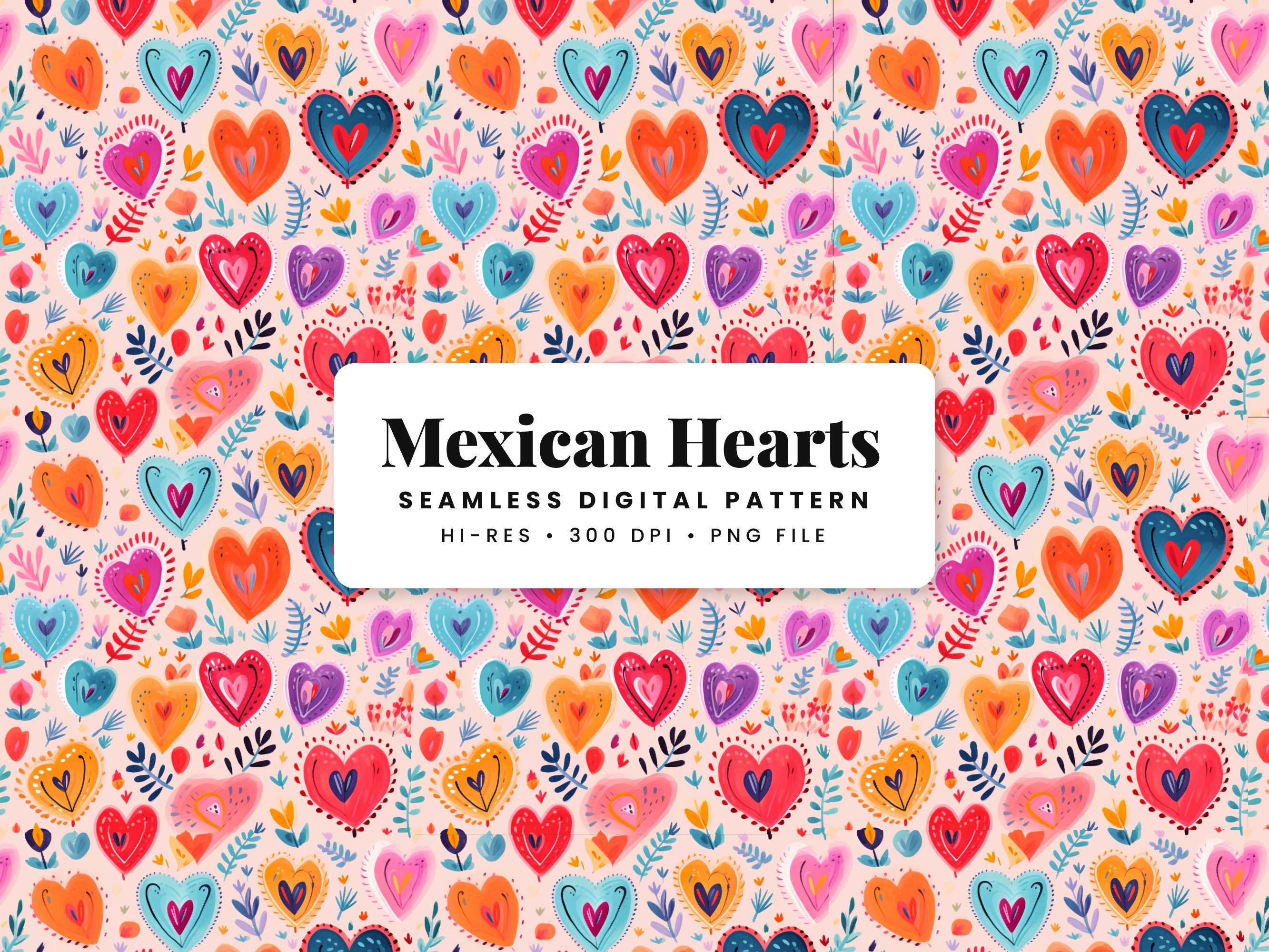 Mexican Hearts Seamless File Heart Repeat Mexico Seamless Heart Digital ...