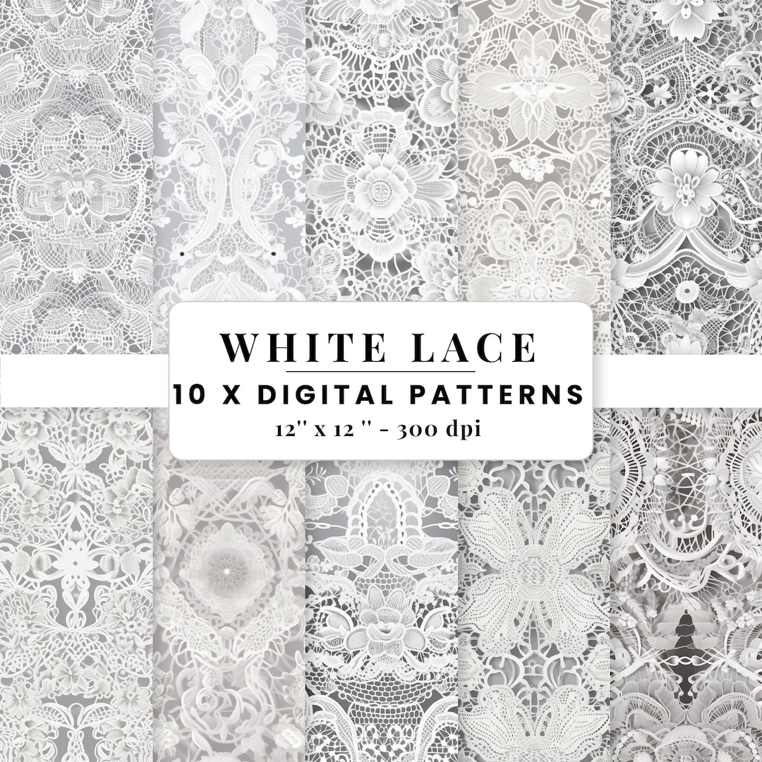 White Lace Digital Paper, Seamless Patterns (PNG, 300 Dpi) - Etsy