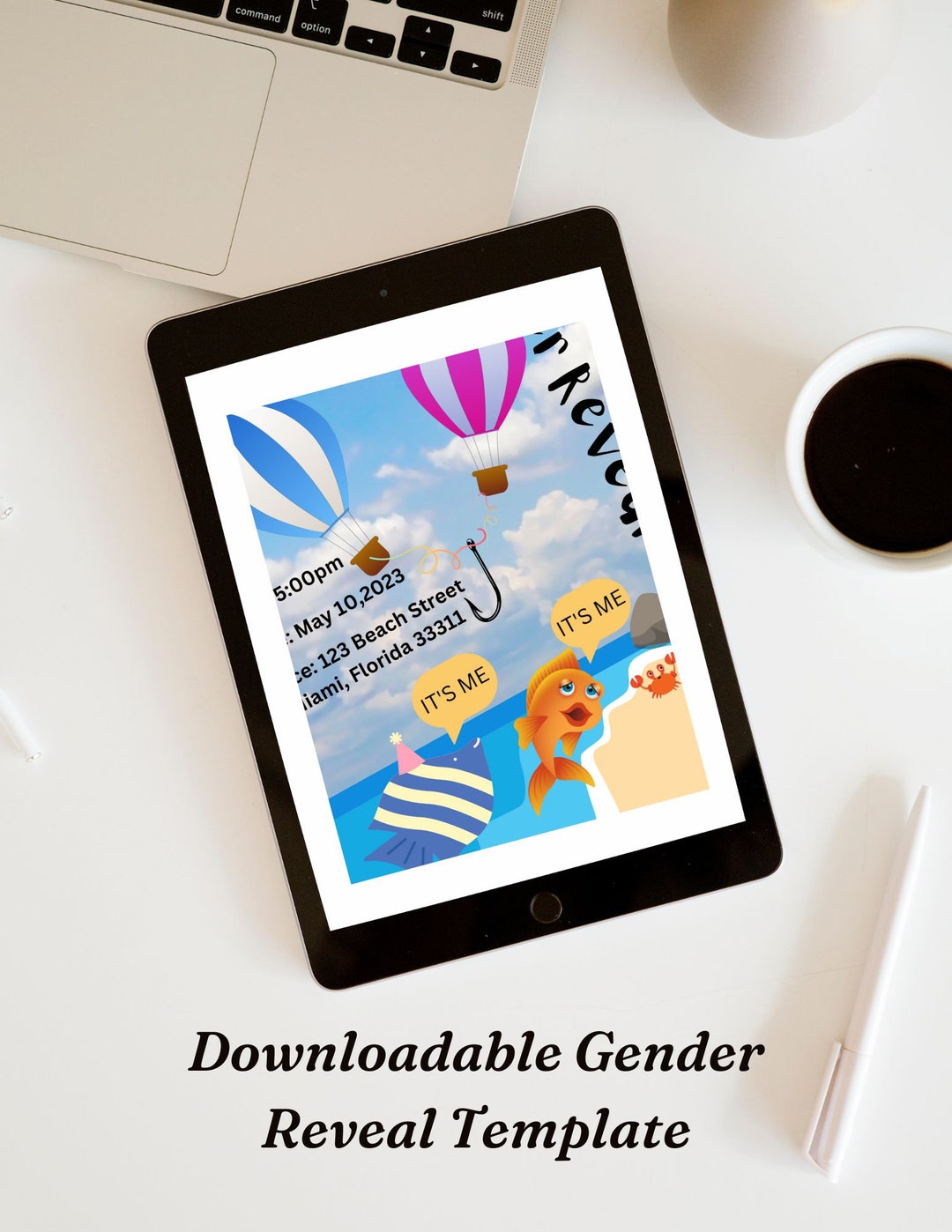 Digital Printable Gender Reveal Invitation, Baby Gender Reveal Card ...