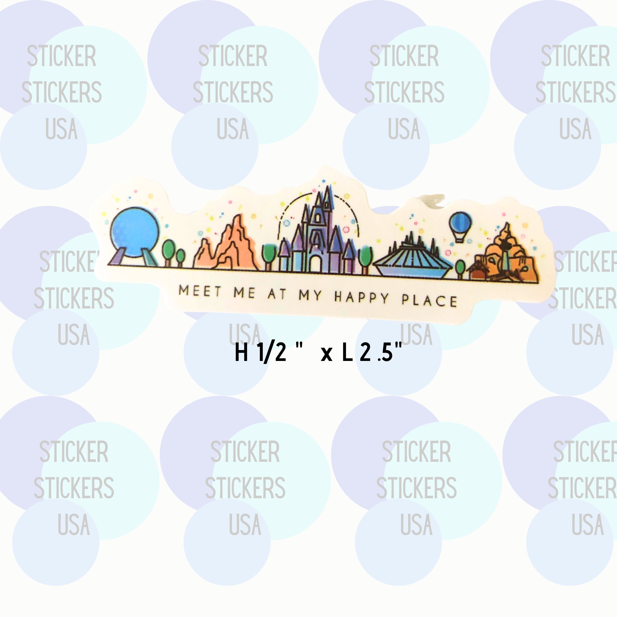 Magical Theme Park Happy Place Stickers - Pack of 5 - Etsy