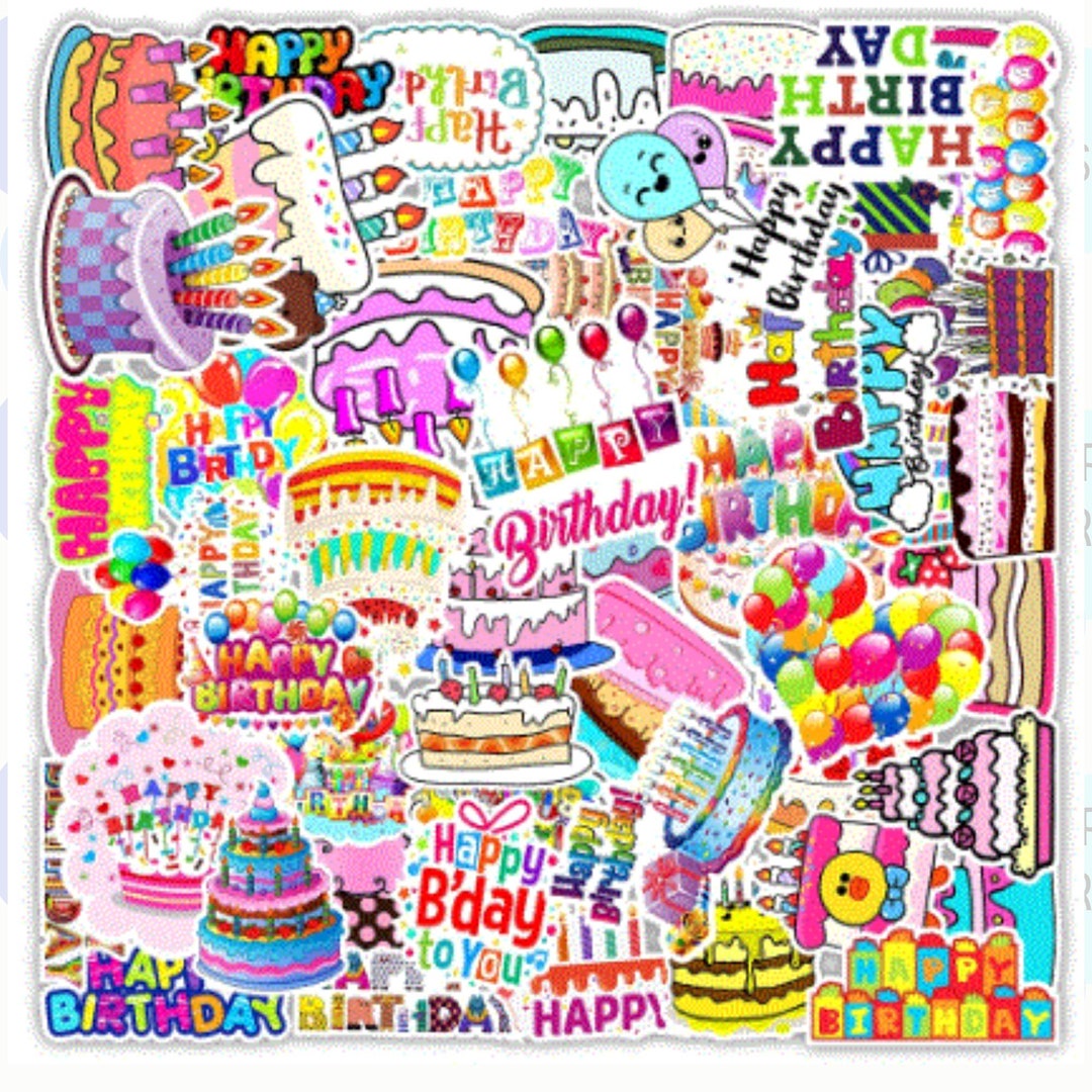 Happy Birthday Cake Sticker Packs of 25 - Etsy