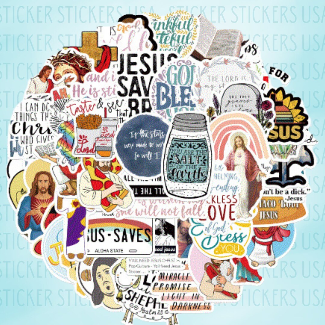 Religious Jesus Sticker Pack: 100 Christian Vinyl Decals - Etsy