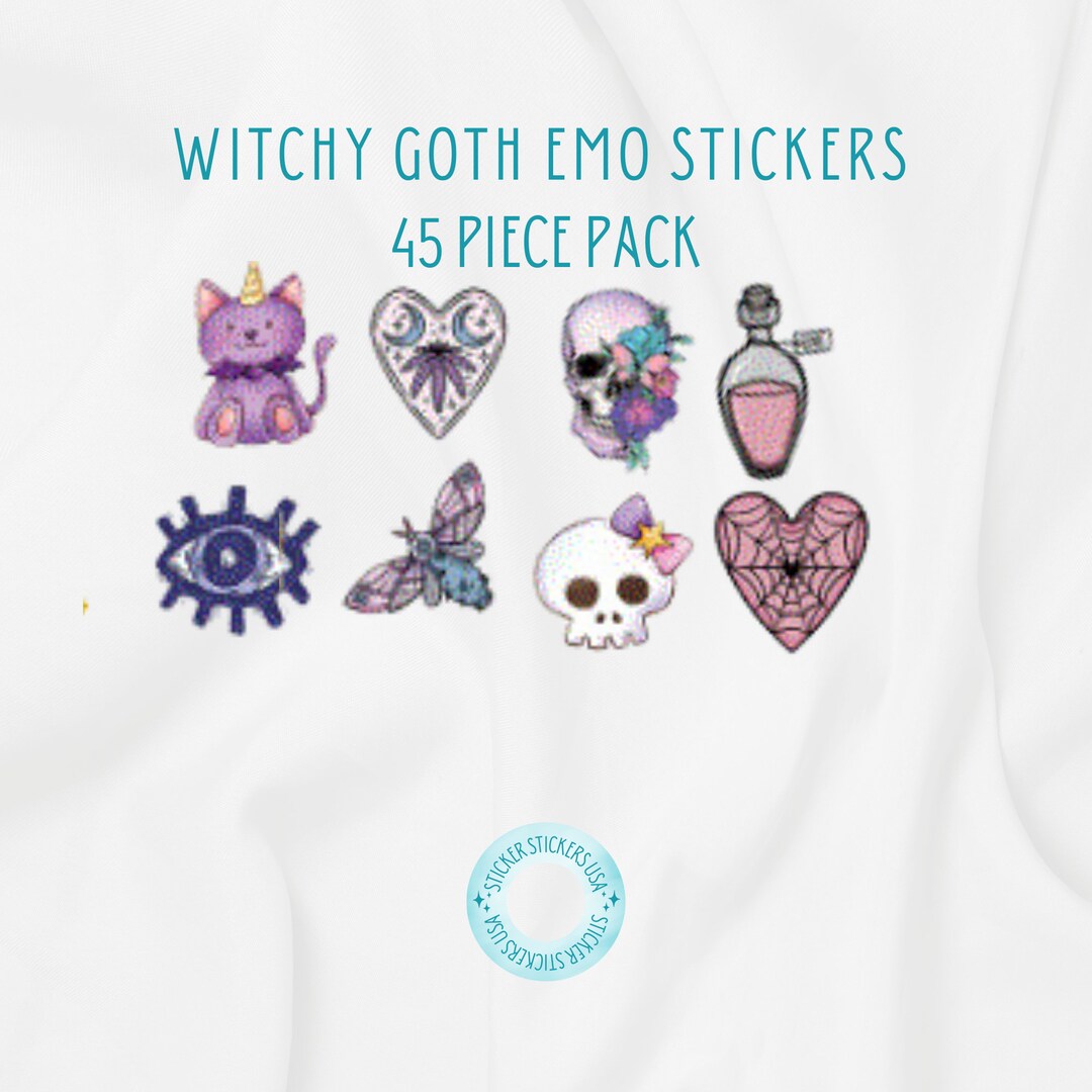 Cute Cartoon Withy Goth Emo Stickers Pack of 45 - Etsy