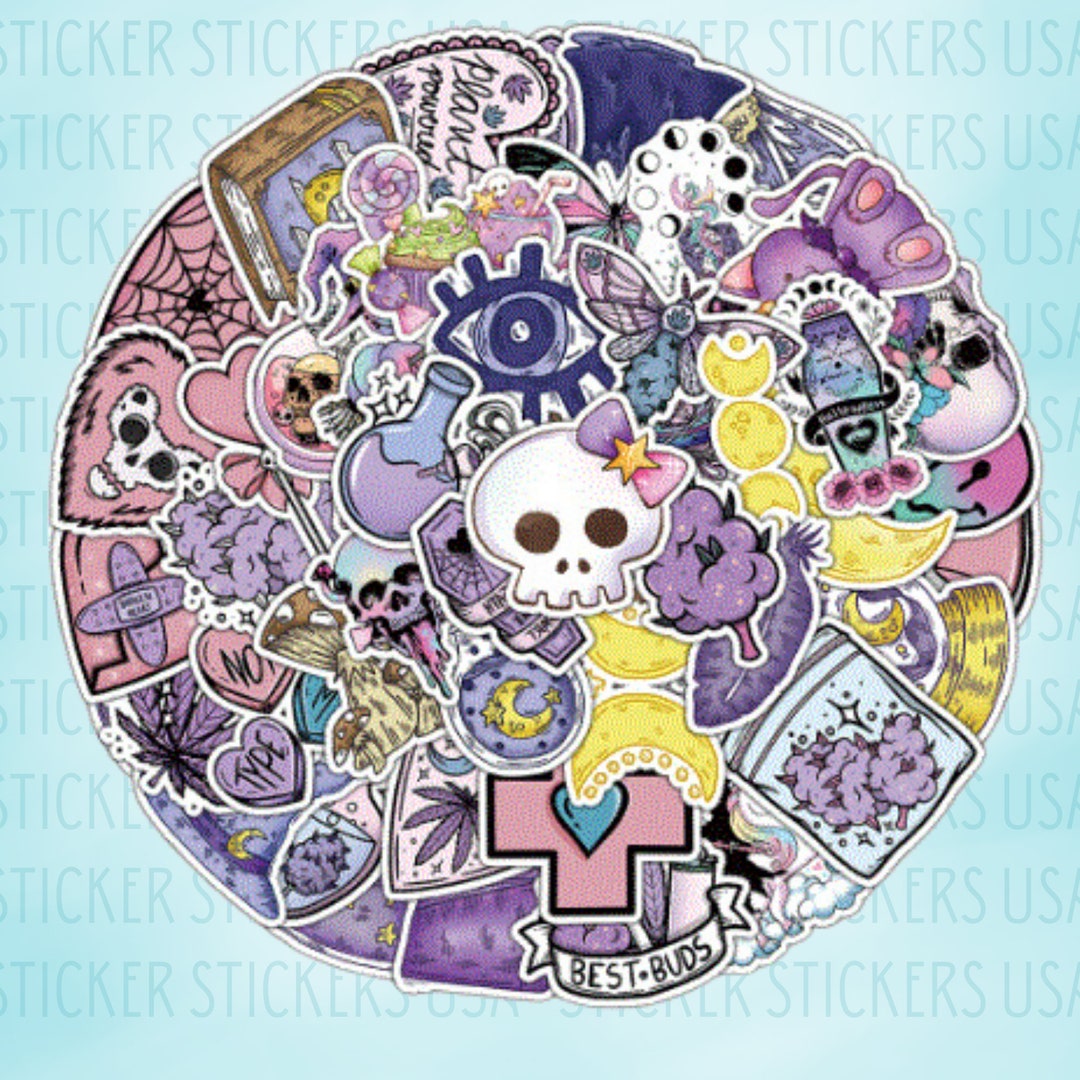 Cute Cartoon Withy Goth Emo Stickers Pack of 45 - Etsy