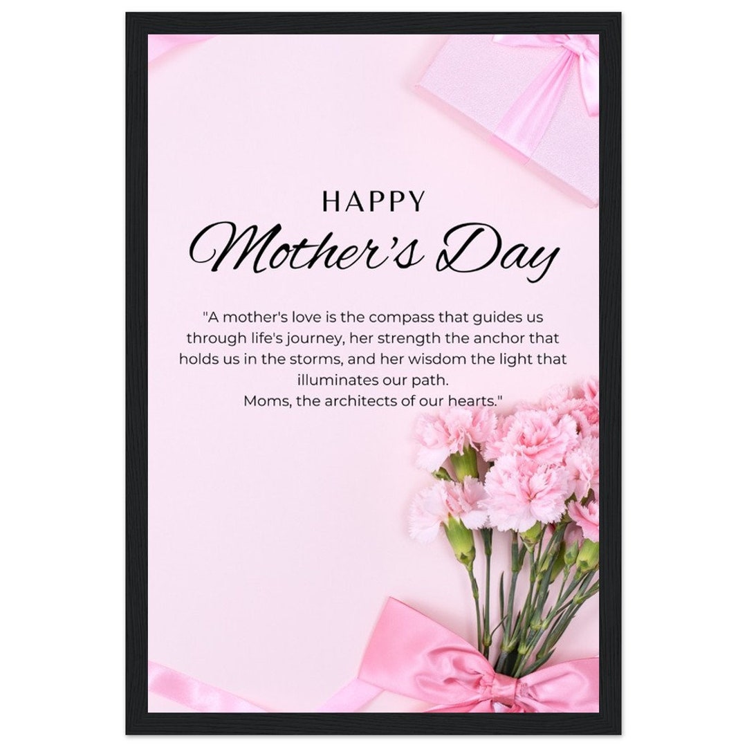 Happy Mothers Day Framed Poster Inspirational Quote With Pink ...