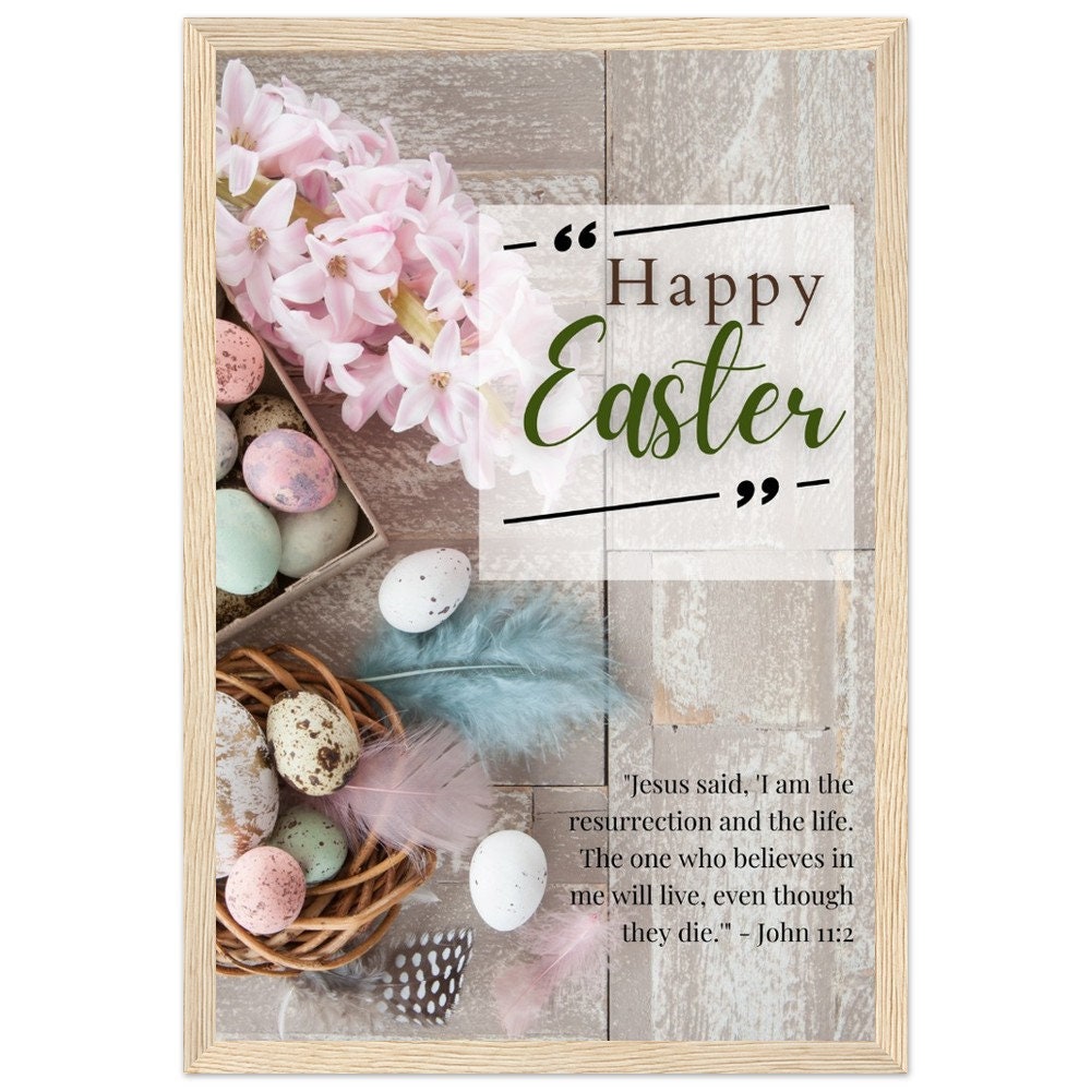 Easter Bible Verse Wall Decor Wooden Framed Poster Christian Home Decor ...
