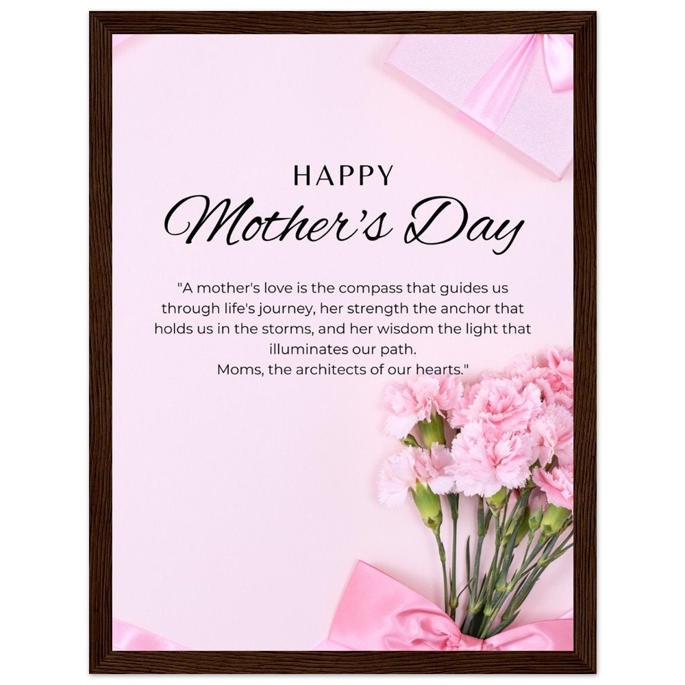 Happy Mothers Day Framed Poster Inspirational Quote With Pink ...