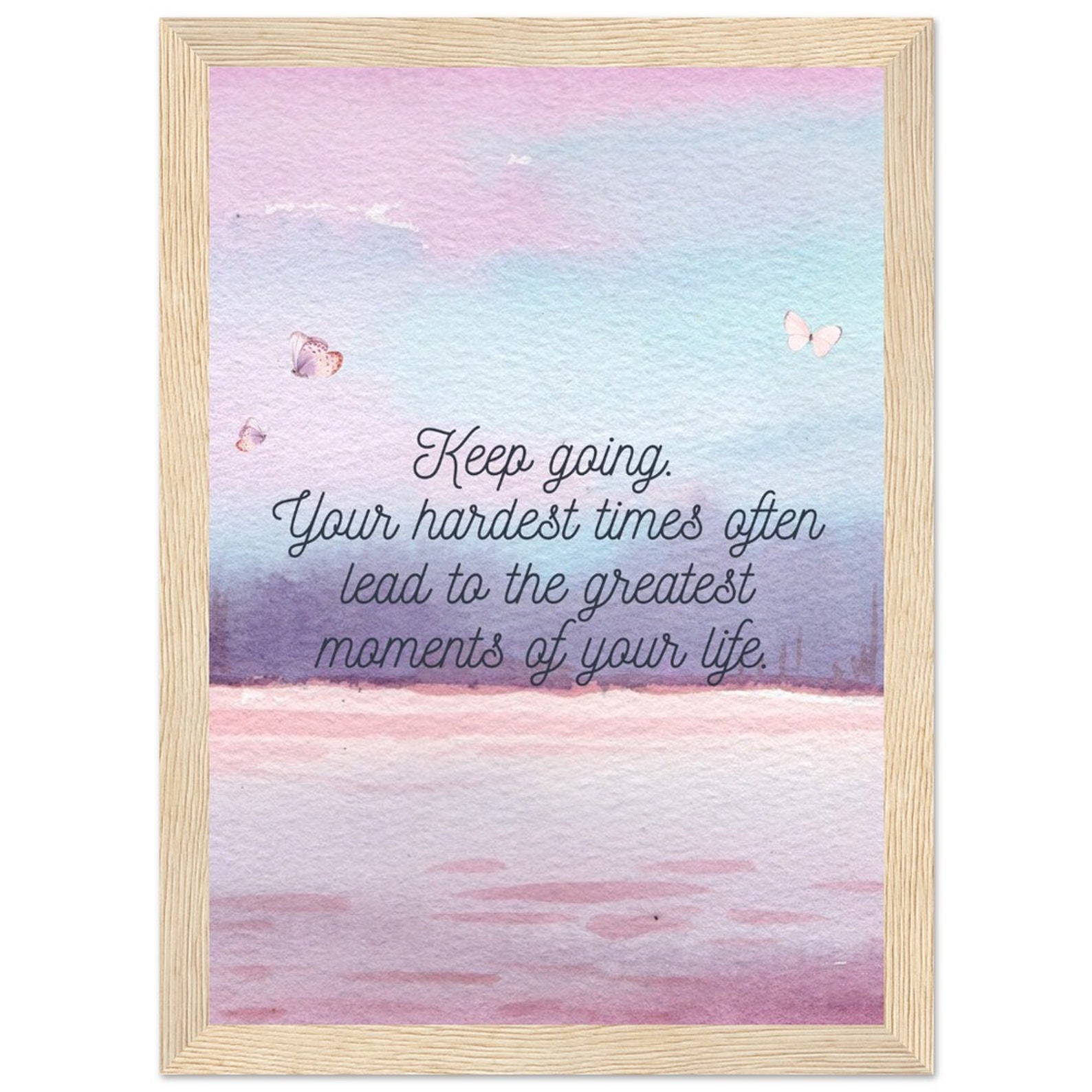 Keep Going Motivational Quote Art, Watercolor Framed Poster ...