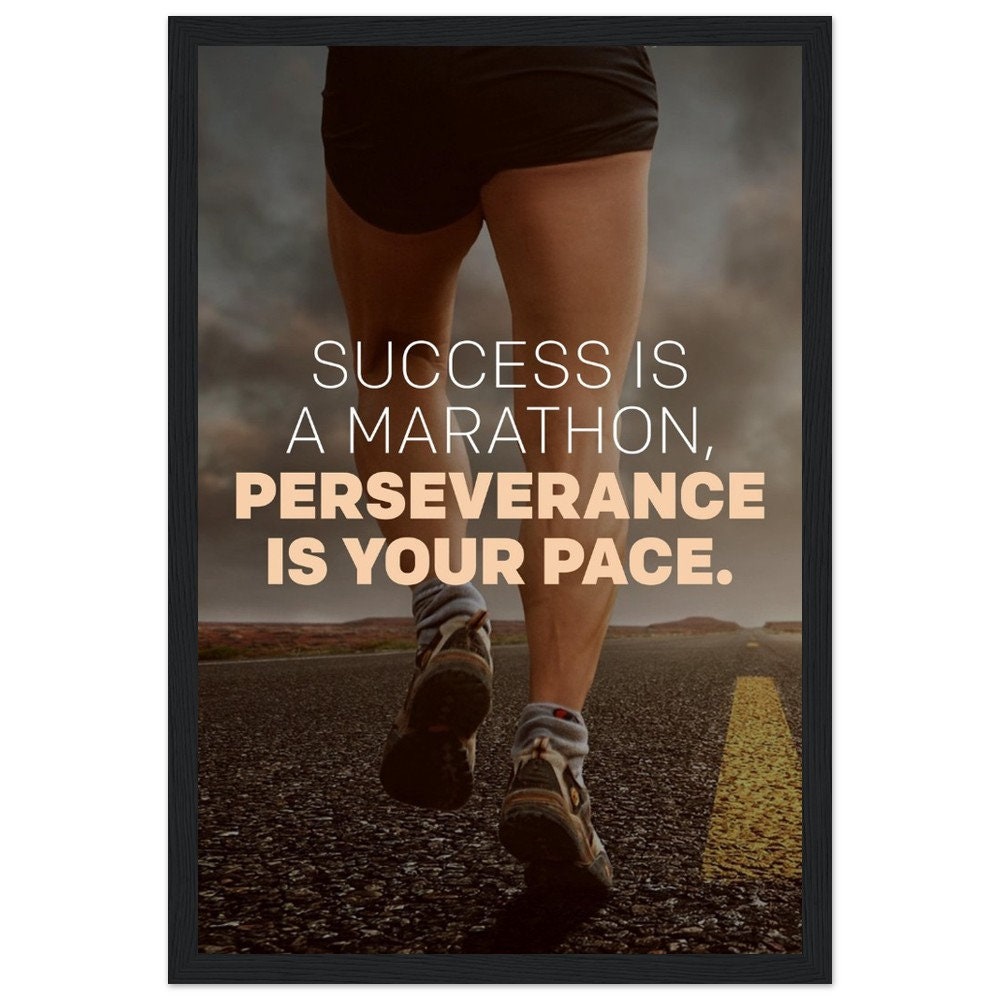 Success Marathon Motivational and Inspirational Wooden Framed Poster - Etsy