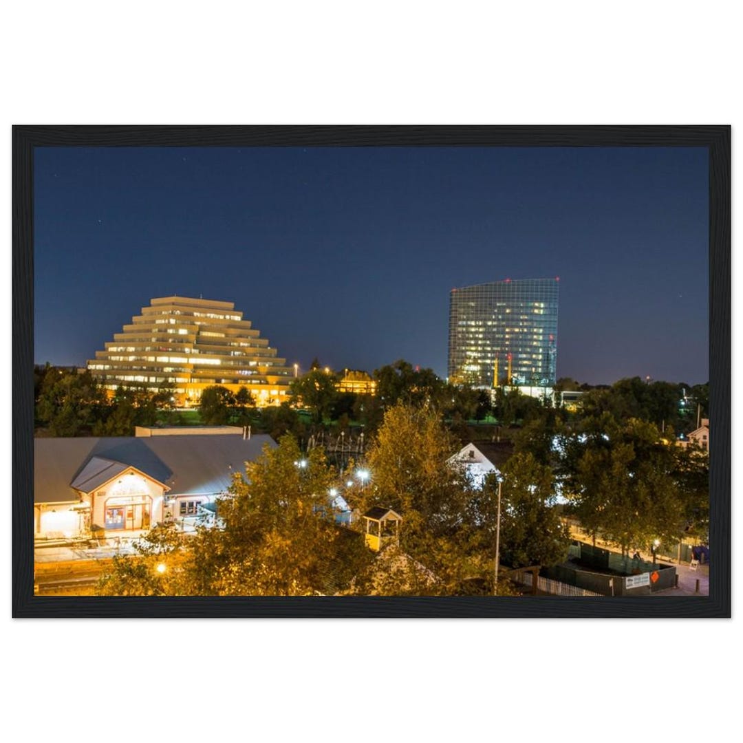 Night Skyline Print, Downtown City Poster, Travel Inspiration Wall Art ...
