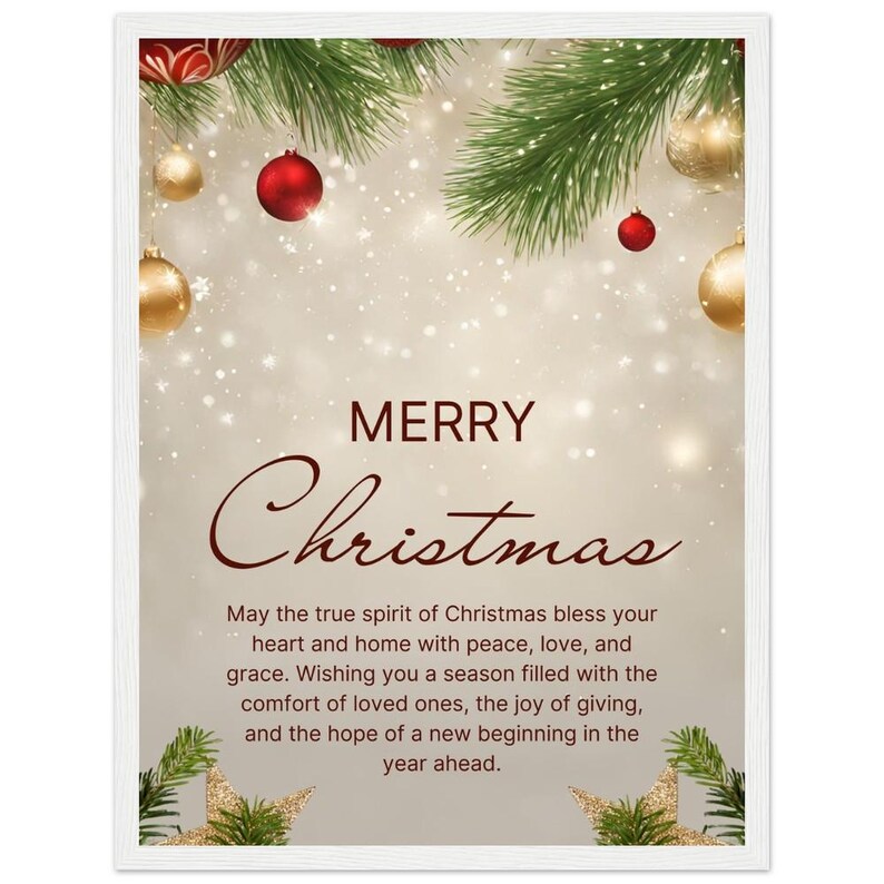 Merry Christmas Quote Wooden Framed Poster, Minimalist Art With ...