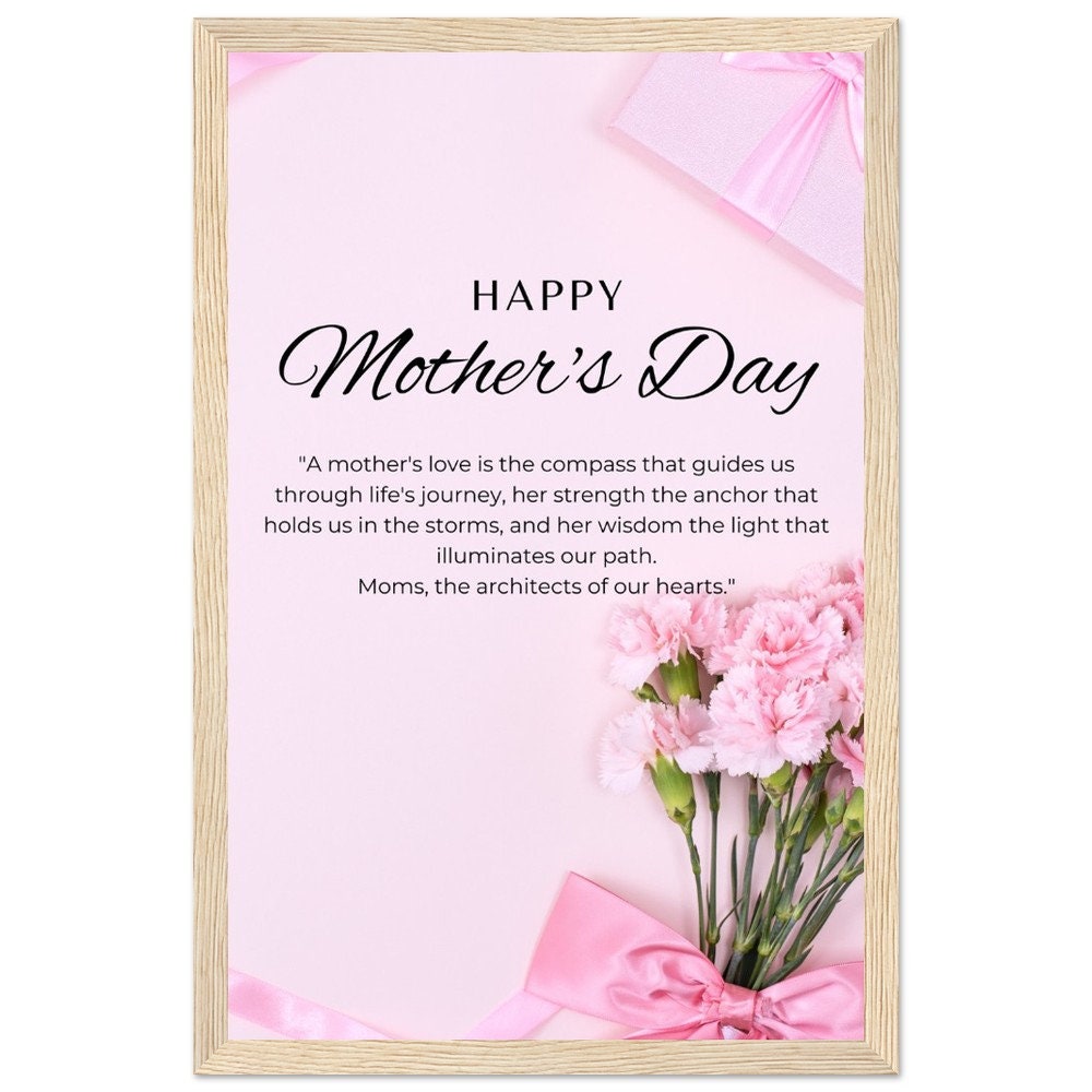 Happy Mothers Day Framed Poster Inspirational Quote With Pink ...