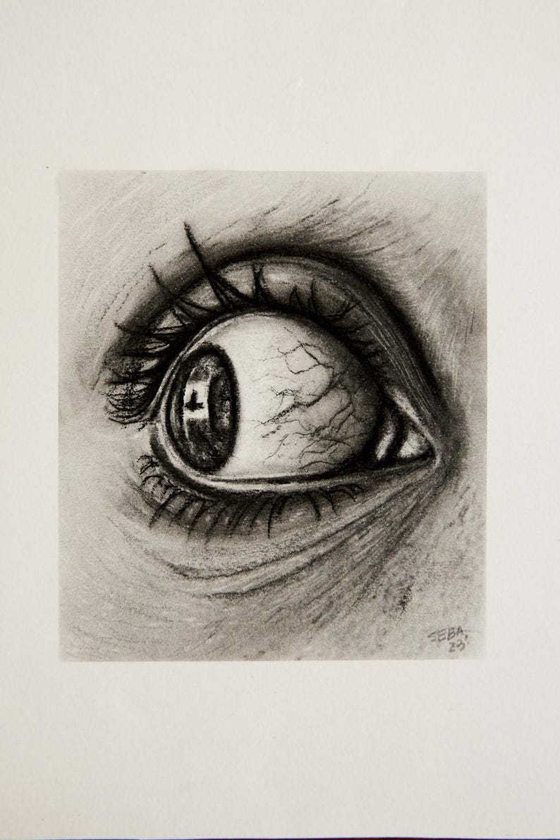 High Quality Pencil Drawing , Original Physical Graphite Eye Portrait ...