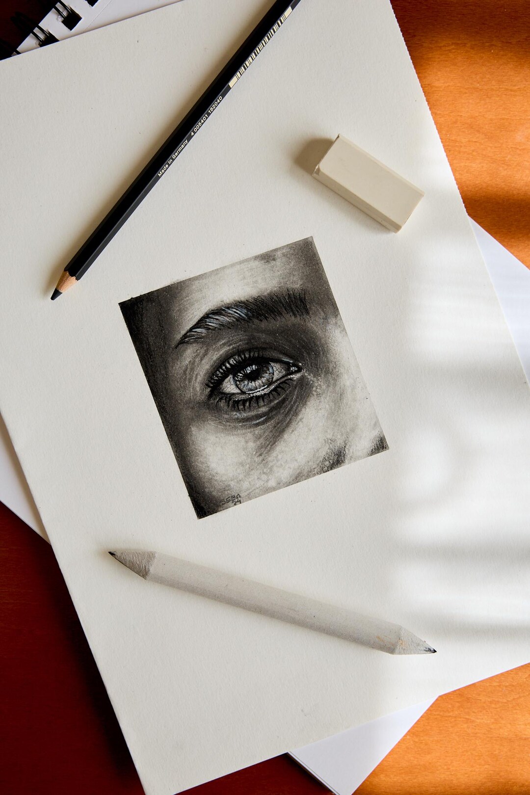 High Quality Pencil Drawing , Original Physical Graphite Eye Portrait ...