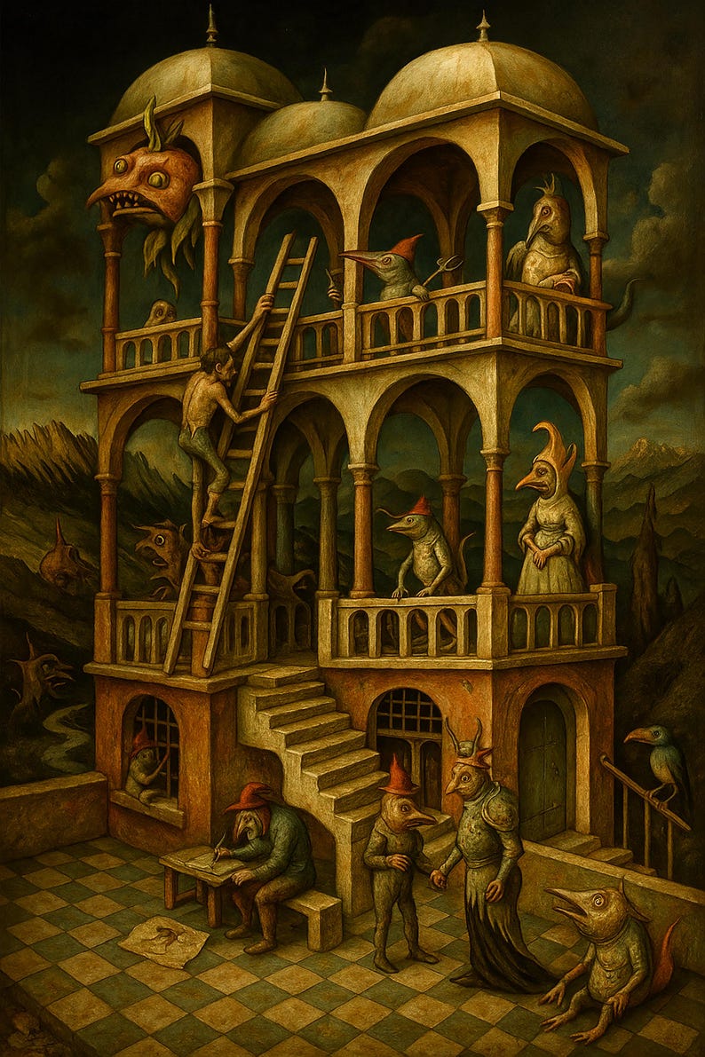 Surreal Art Print: Bosch Meets Escher - Fantasy Architecture - Etsy