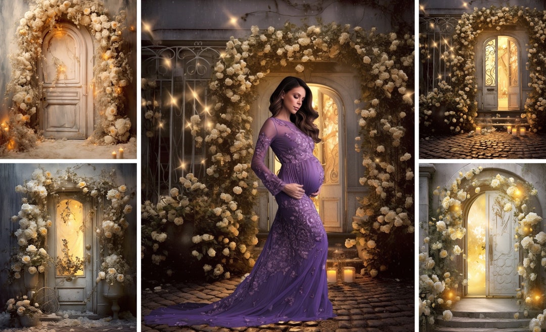 Maternity Overlays Magic: White Roses Arch Door Backdrop Overlays for ...