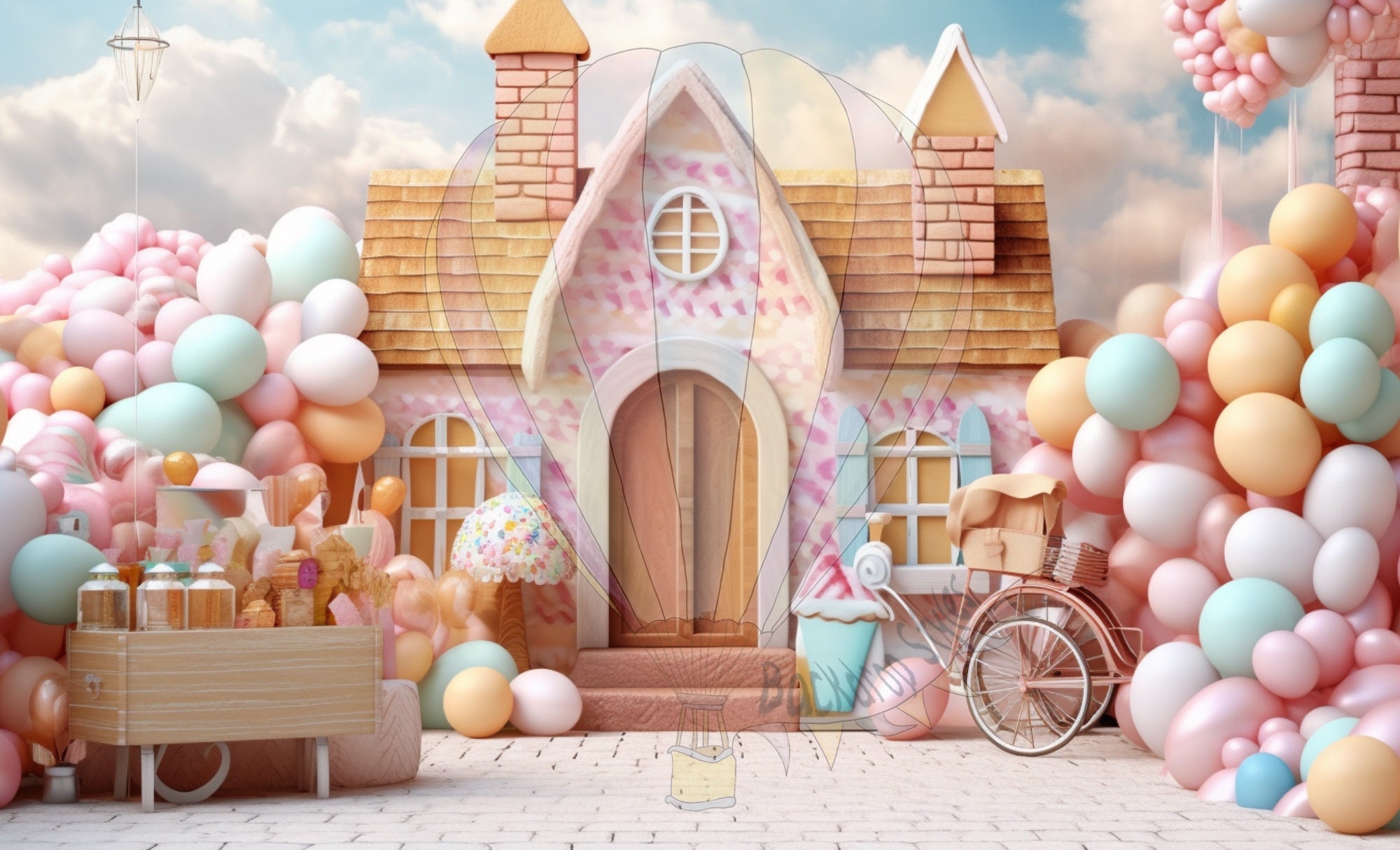 Princess Backdrop Gingerbread House Backdrop Birthday Backdrop