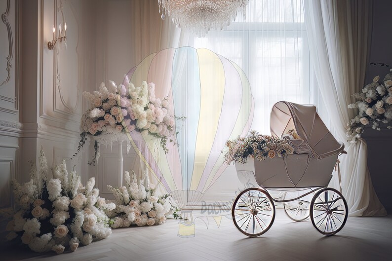 Transform Your Maternity Photography With Glam Floral Prams Digital ...