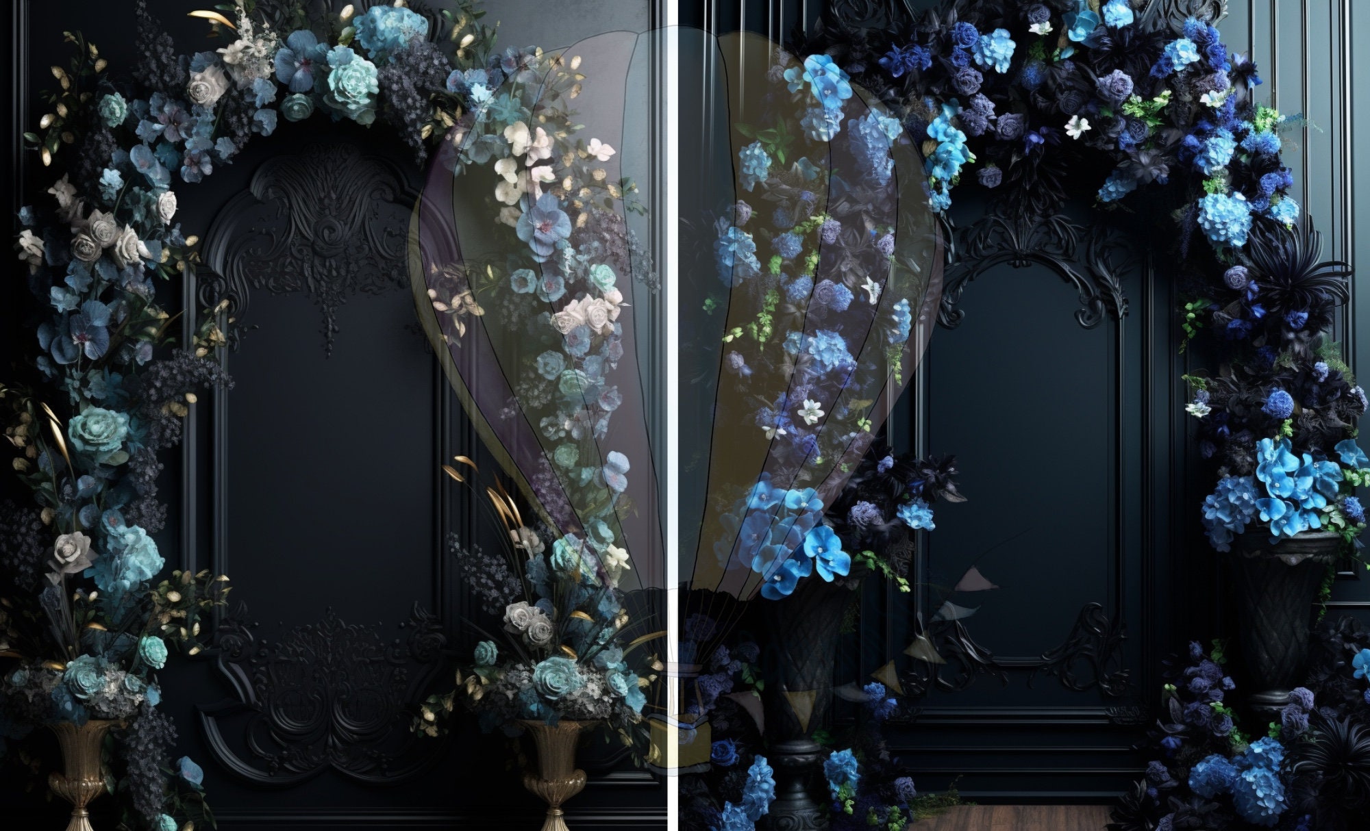 Arch Backdrop Overlays: Dark Blue Digital Backdrops for Maternity ...