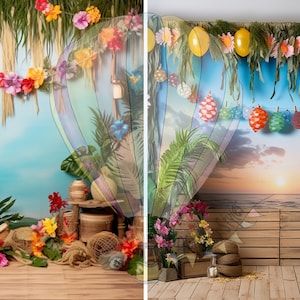 Luau Themed Texture Backdrops - Digital Overlays for Anniversary ...
