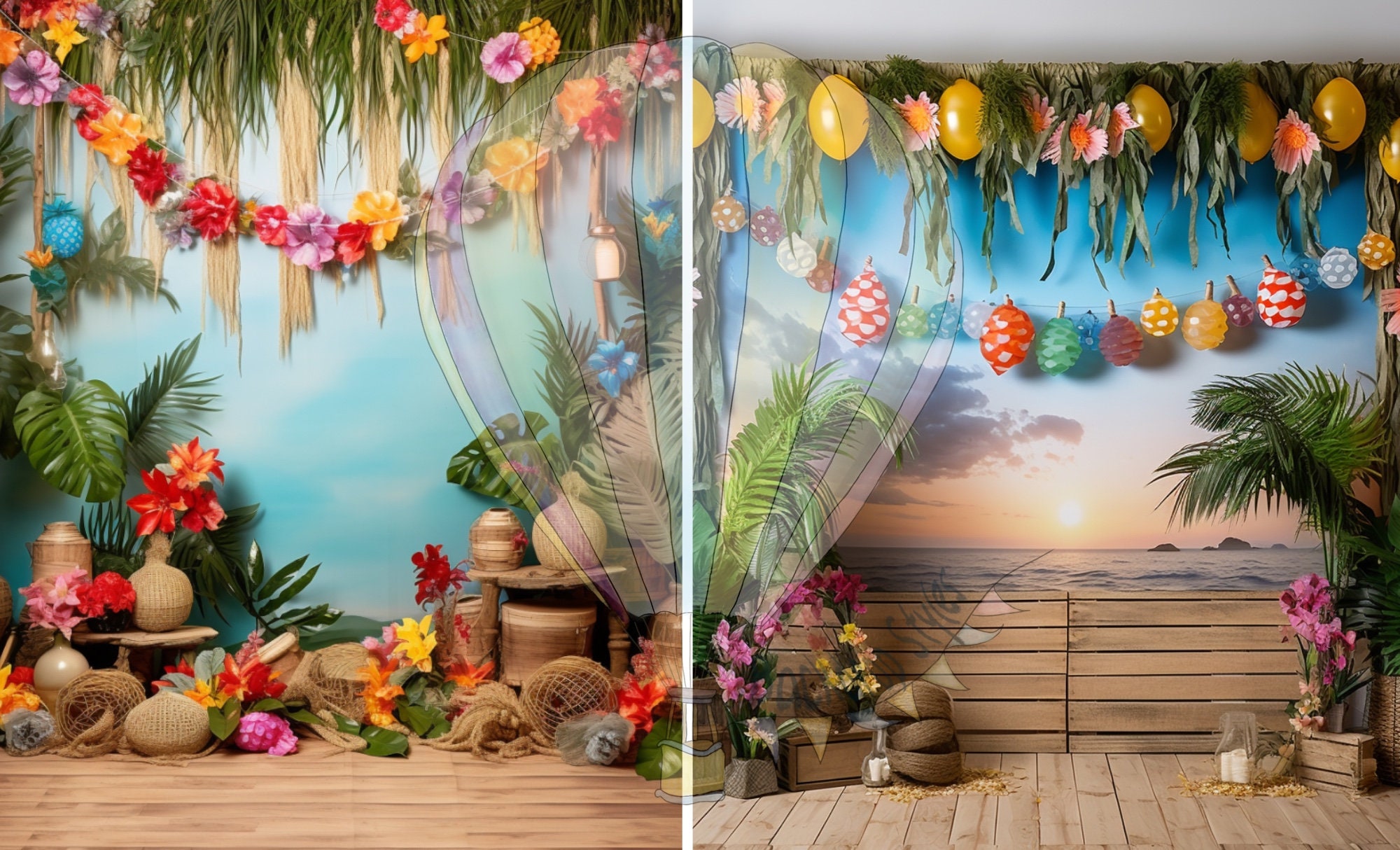 Luau Themed Texture Backdrops Digital Overlays for Anniversary Celebrations - Etsy