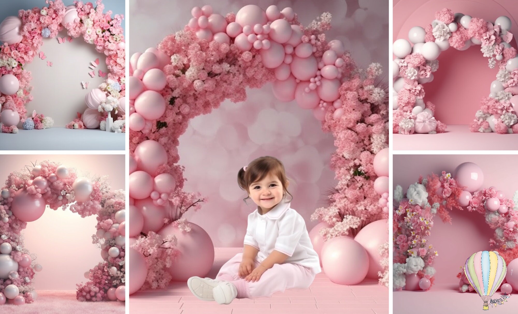 Celebrate in Style With Pink Arch Backdrop and Cake Smash Photoshop ...
