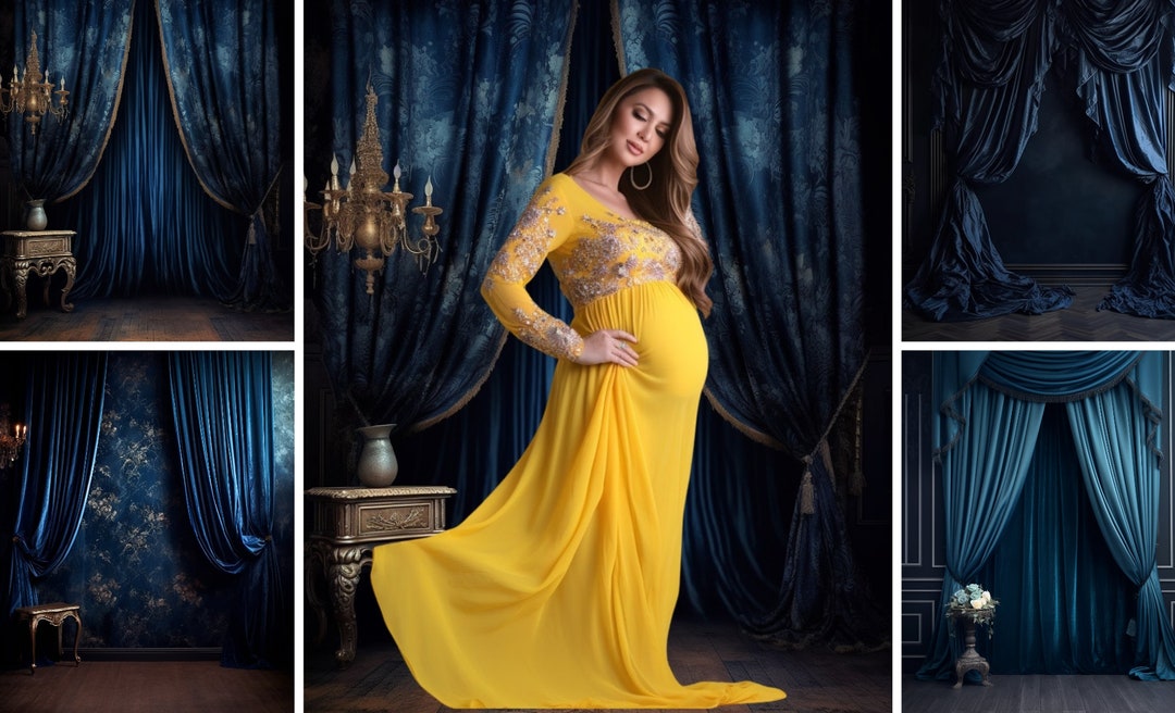 Maternity Backdrop: Blue Flower Theme for Beautiful Pregnancy Portraits ...