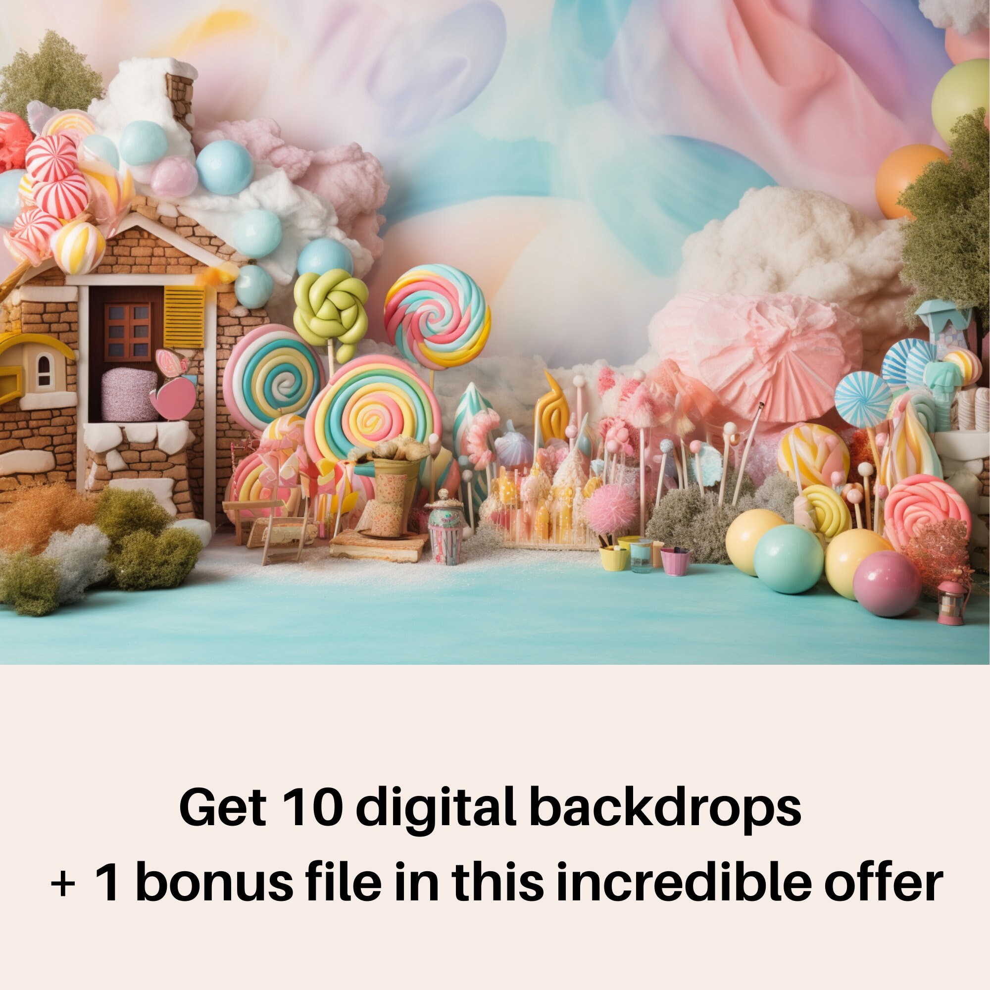 Candy Digital Backdrop, Candy Birthday Backdrop, Storybook Backdrop ...