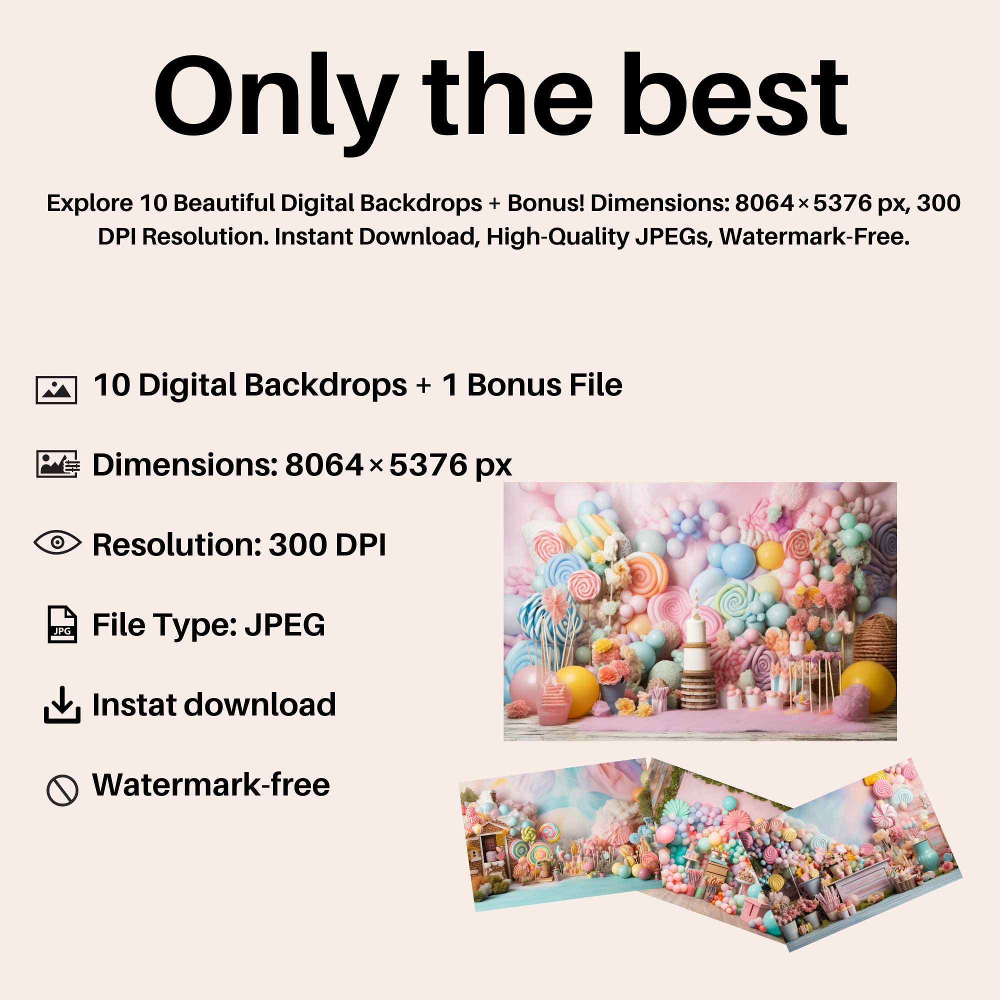 Candy Digital Backdrop, Candy Birthday Backdrop, Storybook Backdrop, Superhero Digital Backdrop ...