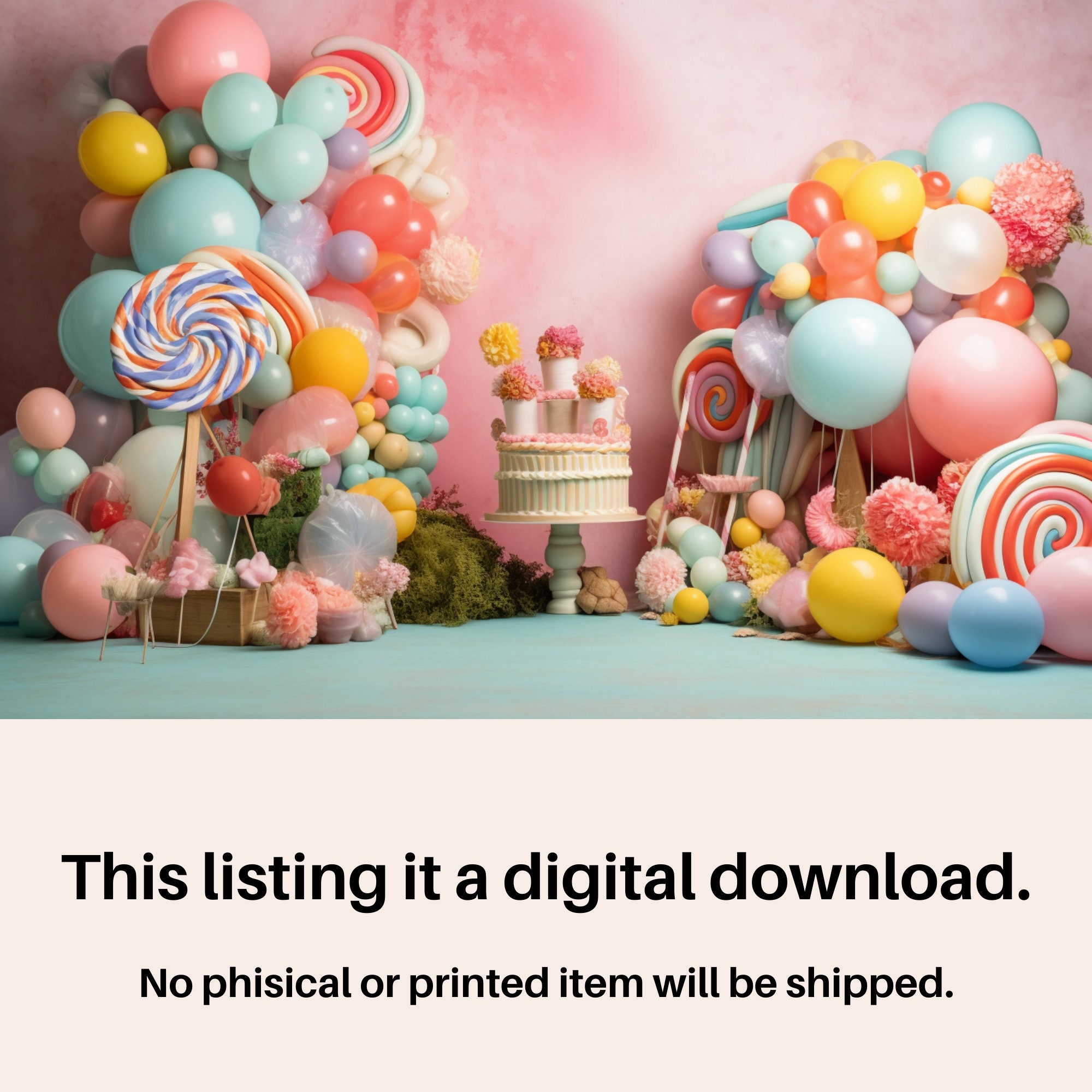 Candy Digital Backdrop, Candy Birthday Backdrop, Storybook Backdrop ...