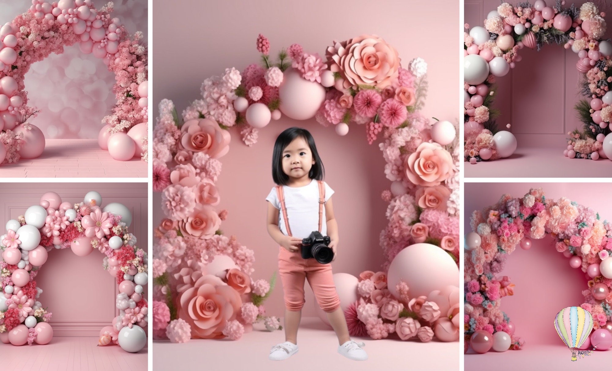 Celebrate in Style With Pink Arch Backdrop and Cake Smash Photoshop ...