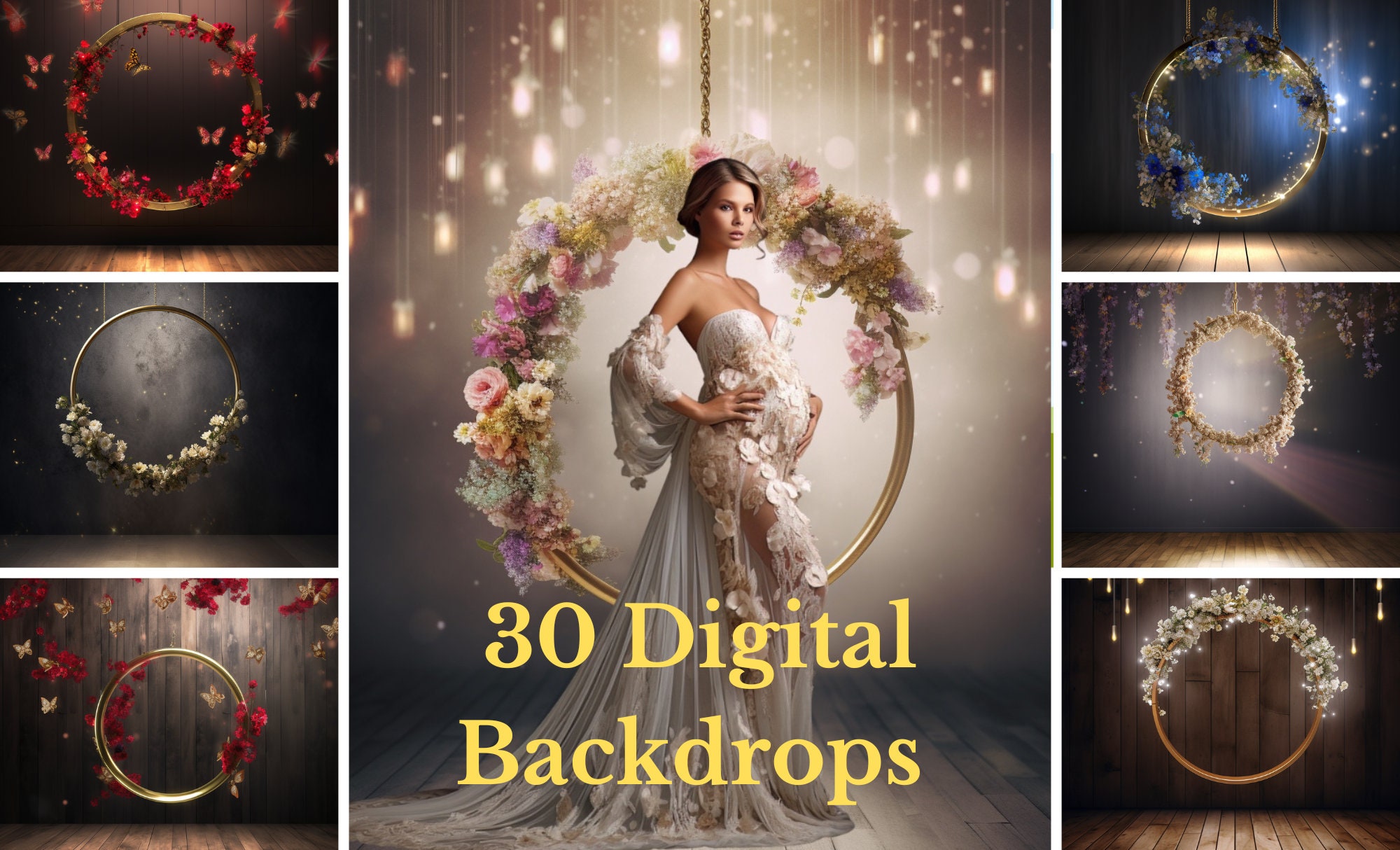 Create Beautiful Composites With Hanging Floral Halo Rings Digital ...