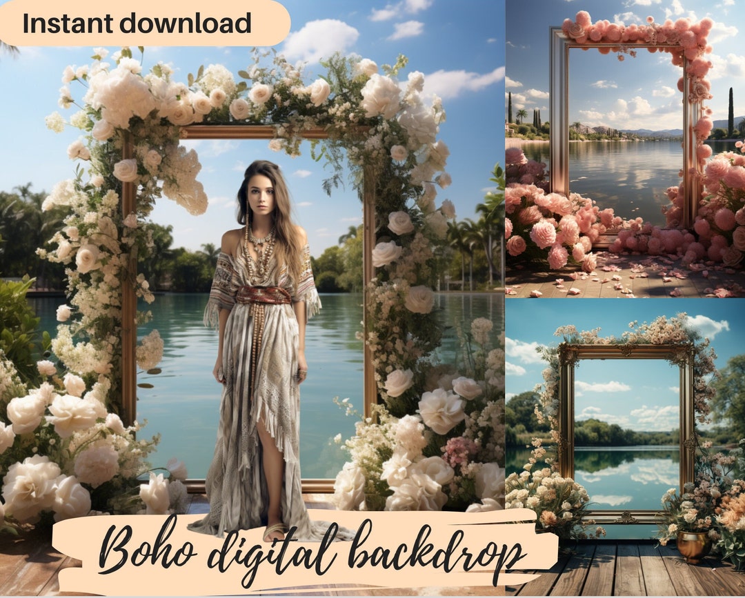 Boho Backdrop, Boho Digital Backdrop, Boho Frame Backdrop, Backdrop ...