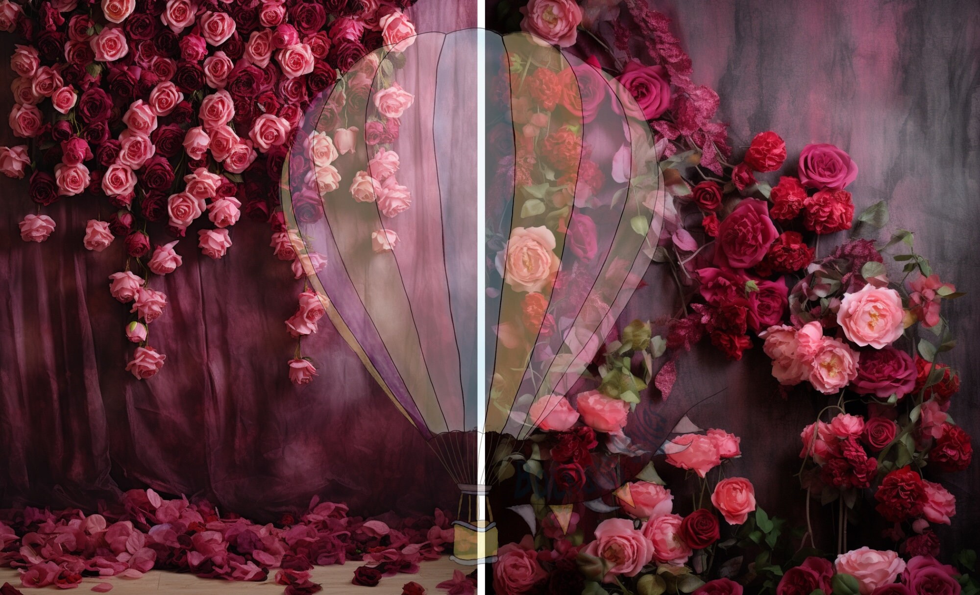 Red Roses Curtain Photoshop Overlays: Transform Your Images With ...