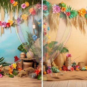 Luau Themed Texture Backdrops - Digital Overlays for Anniversary ...