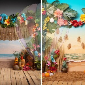 Luau Themed Texture Backdrops - Digital Overlays for Anniversary ...